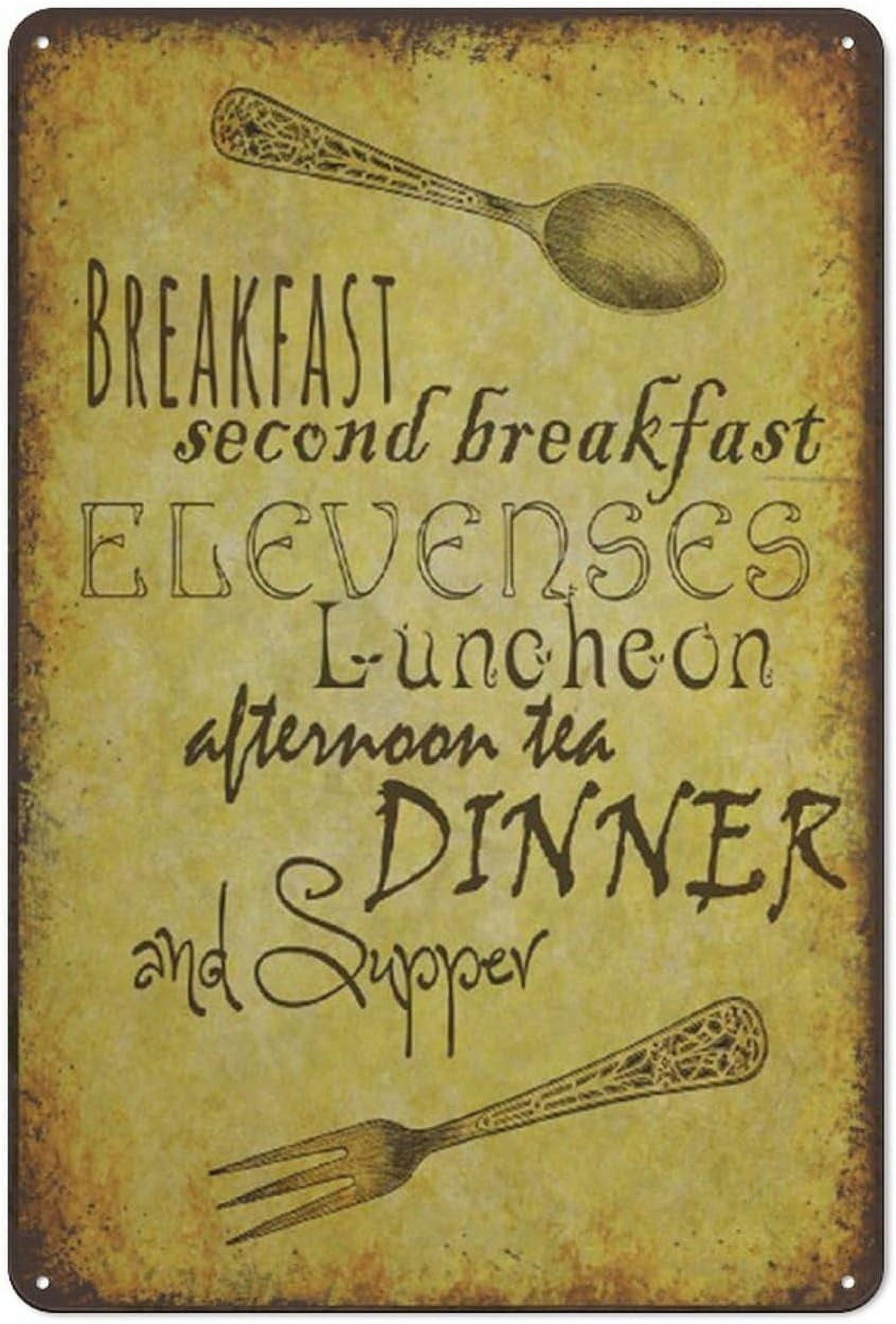 Hobbit Meals Schedule Menu Vintage Metal Tin Sign- Second Breakfast ...