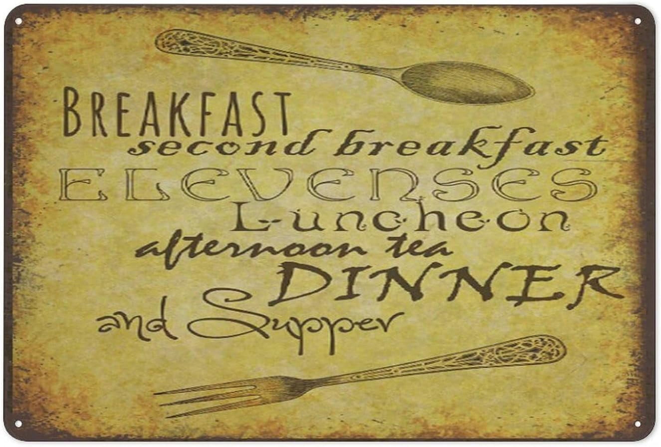 Hobbit Meals Schedule Menu Vintage Metal Tin Sign- Second Breakfast ...