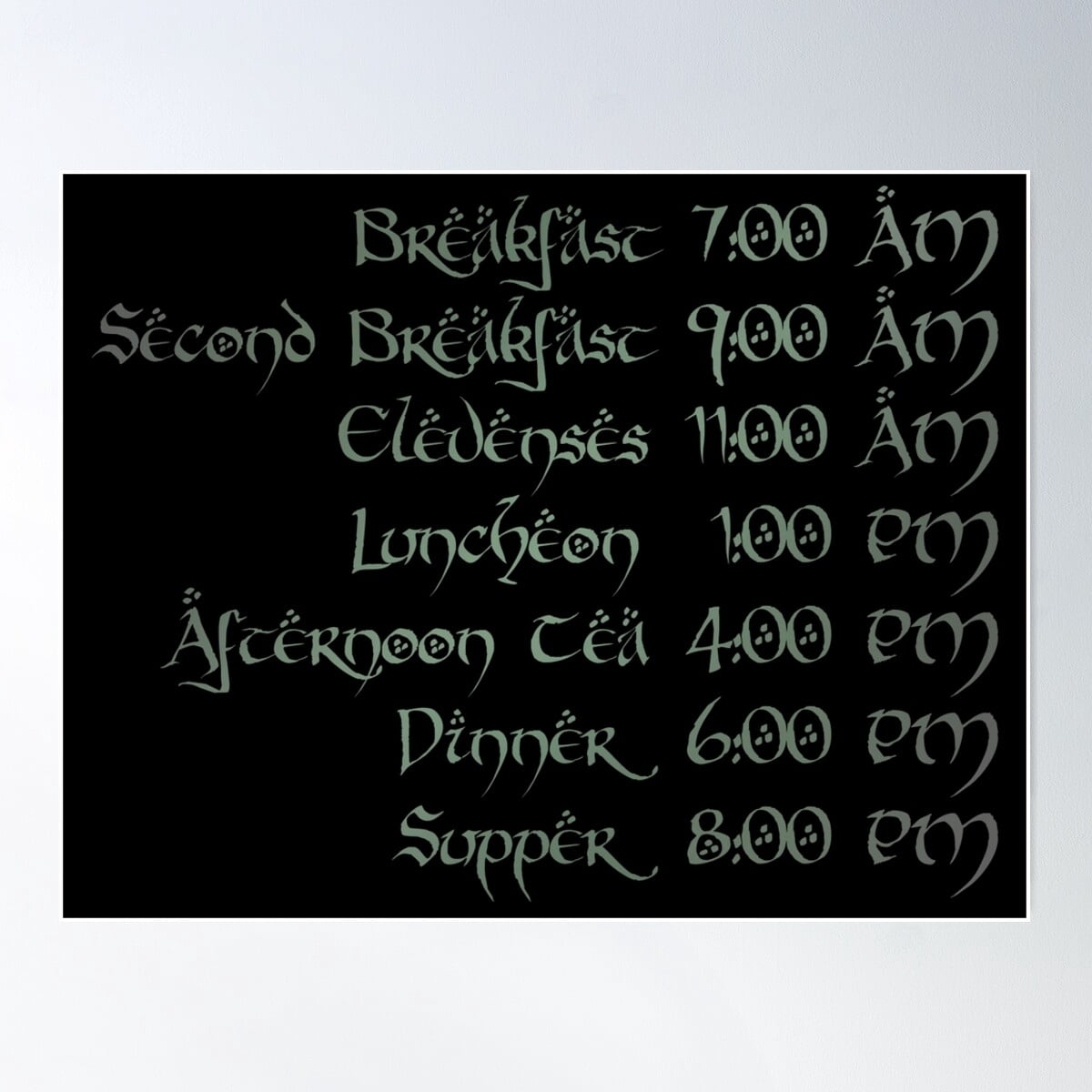 Hobbit Menu Poster Wall Art, Modern Wall Decor For Living Room Bedroom ...