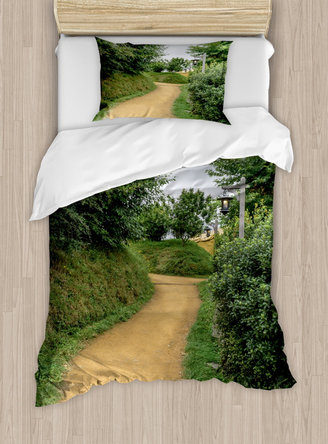 Hobbits Twin Size Duvet Cover Set, Elf Path in Woods of Hobbit Land in ...
