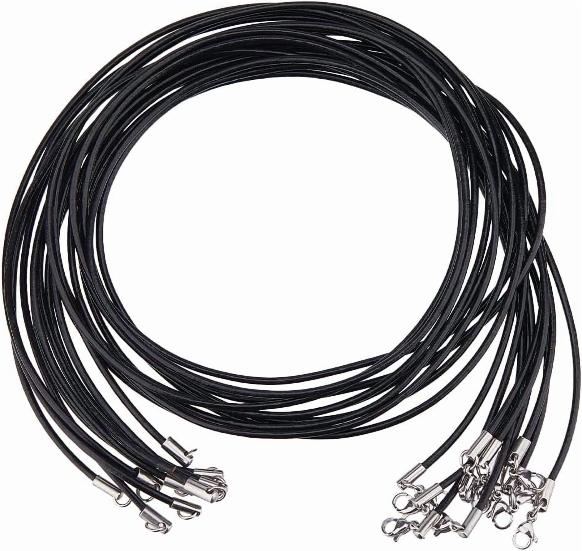 Hobbspring 10pcs Black Leather Cord Necklace 24.61x0.08 inch Rope Chain ...