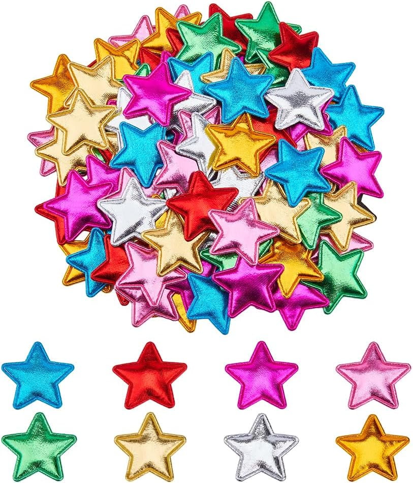 Hobbspring 120Pcs Star Iron on Patches 8 Colors Fabric Star ...