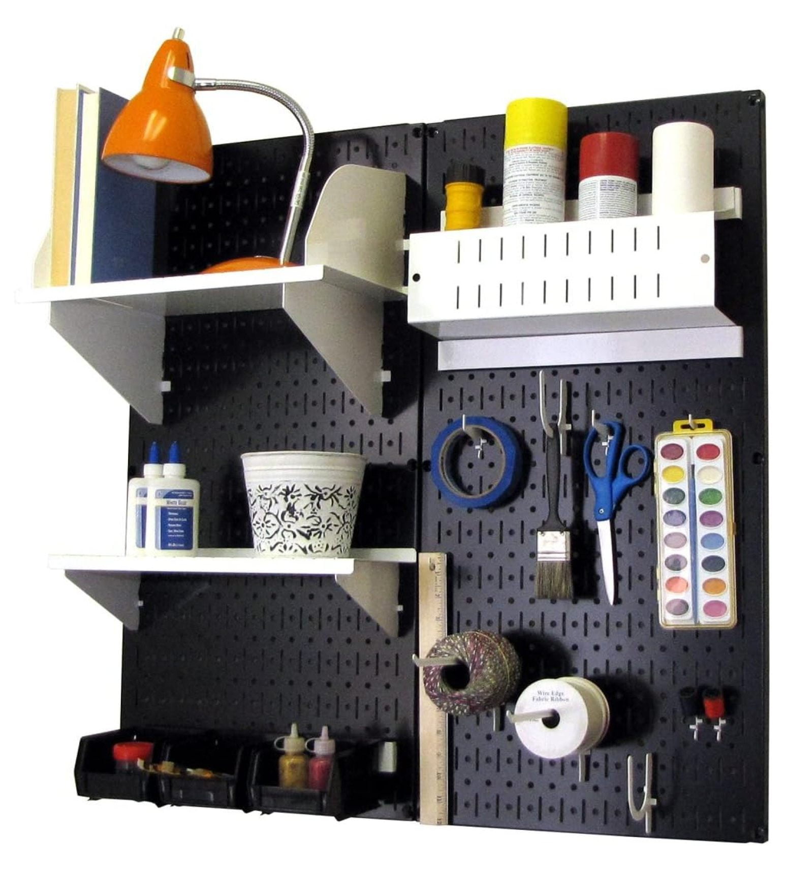 Hobby Craft Pegboard Organizer Storage Kit with Black Pegboard and ...