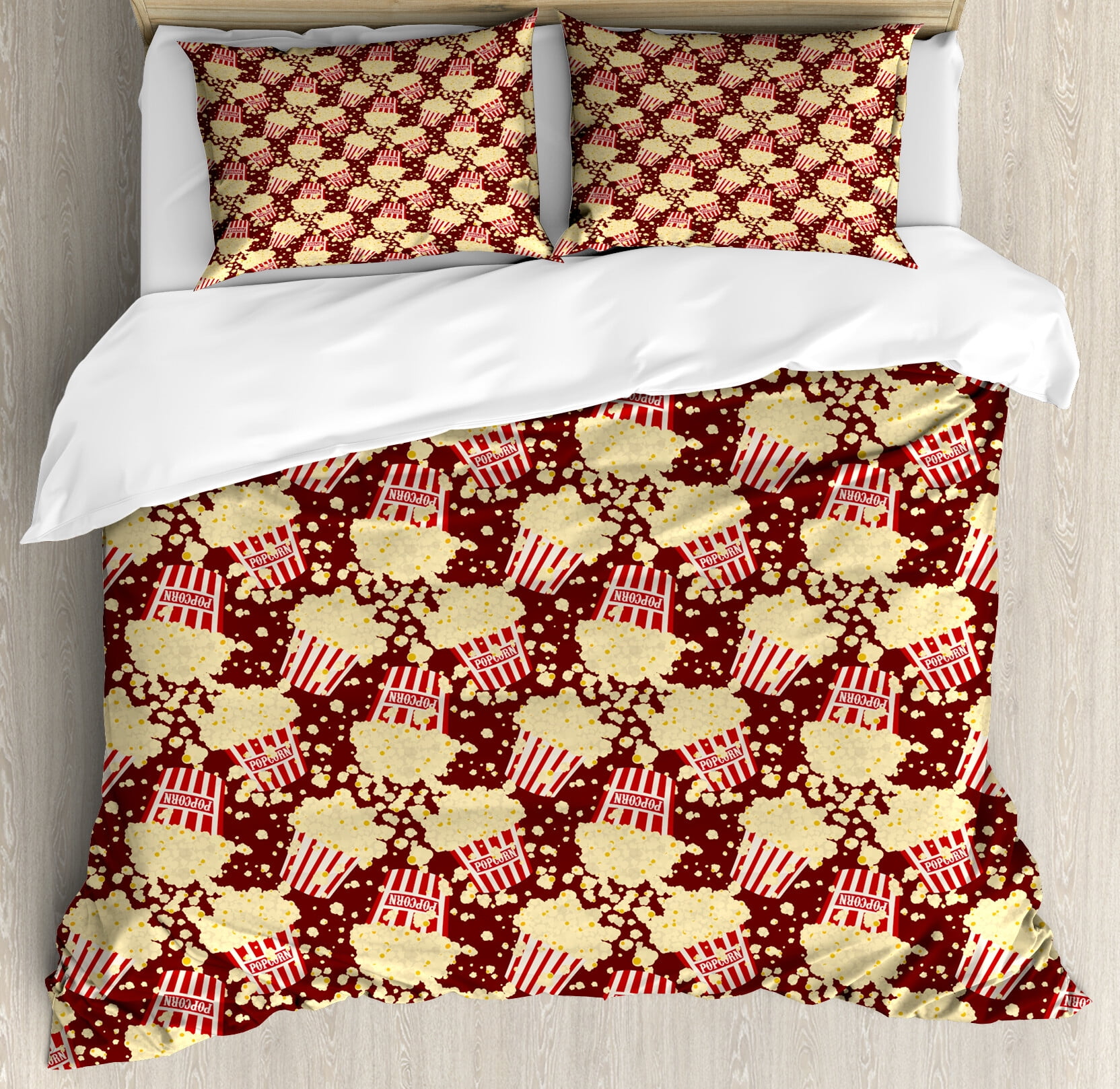Hobby Duvet Cover Set, Movie Themed Illustration of Repeating Popcorn ...