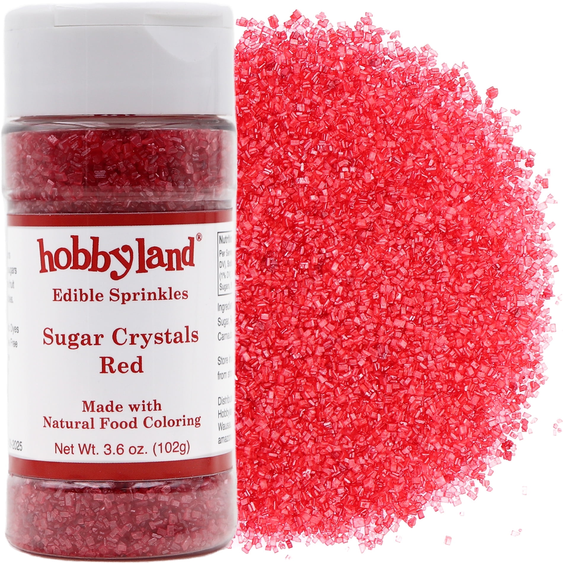 Hobbyland All Natural Decorating Sugar Crystals (Red, 3.6 oz) Made with ...