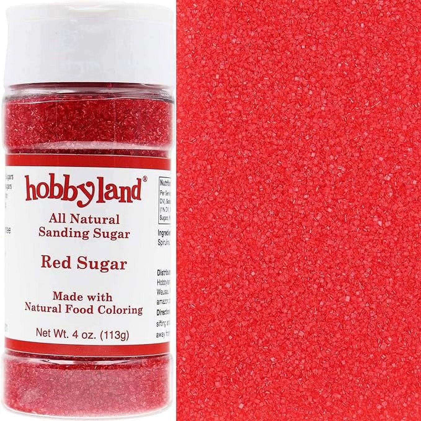 Hobbyland All Natural Sanding Sugar (Red Sugar, 4 oz) Made with Natural ...