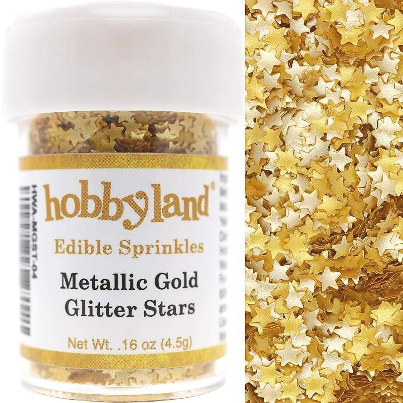 Hobbyland Edible Sprinkles (Metallic Gold Glitter Stars, 4.5g ...