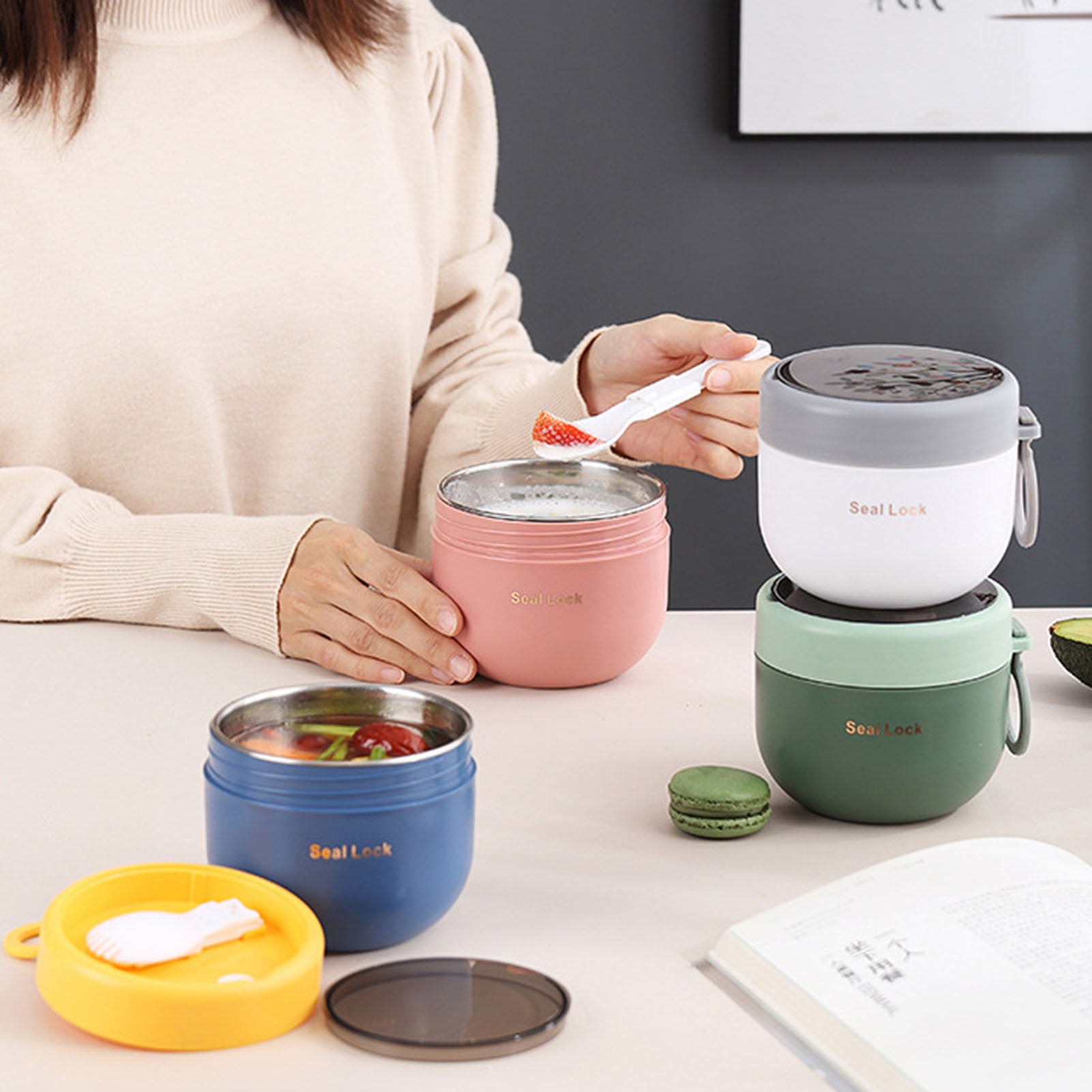 Hobeauty 20oz Soup Bowl Cup Noodle Bowl Stainless Steel Double-walled Vacuum Insulated Jar ...