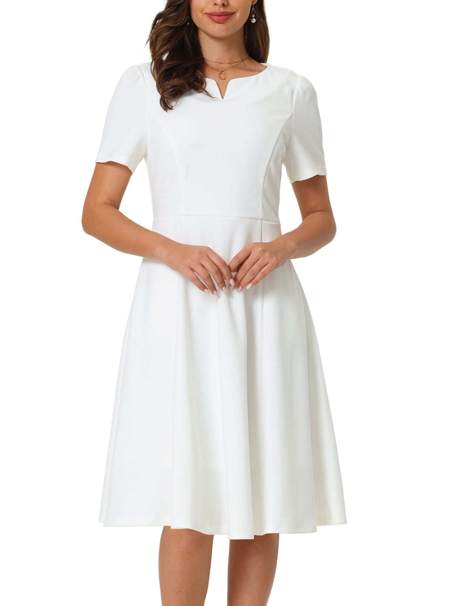 INSPIRE CHIC Inspired Women's Office Dresses Split Neck Short Sleeve ...
