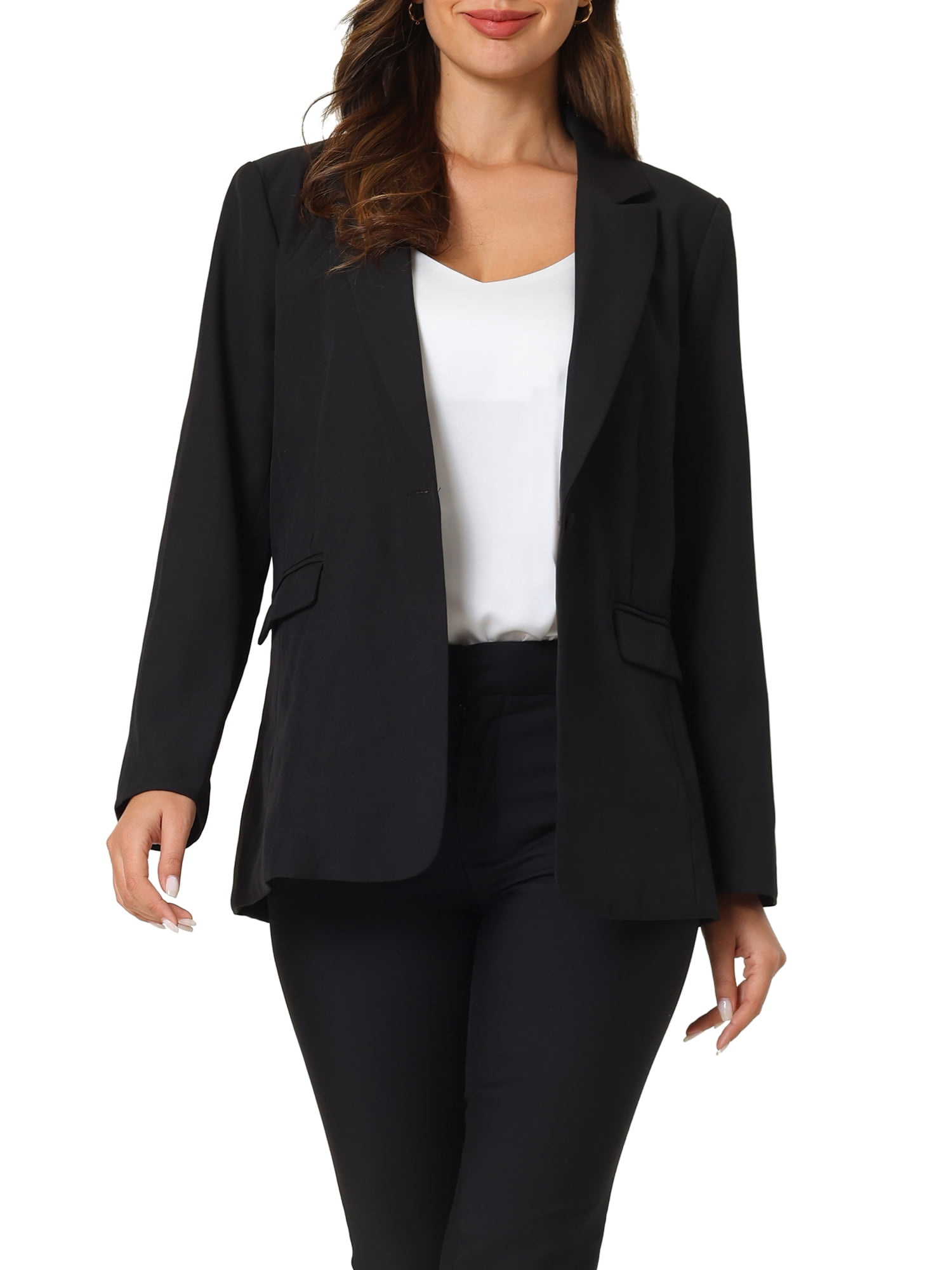 Hobemty Women's Office Formal Blazer Jacket Long Sleeve 1 Button Blazer ...