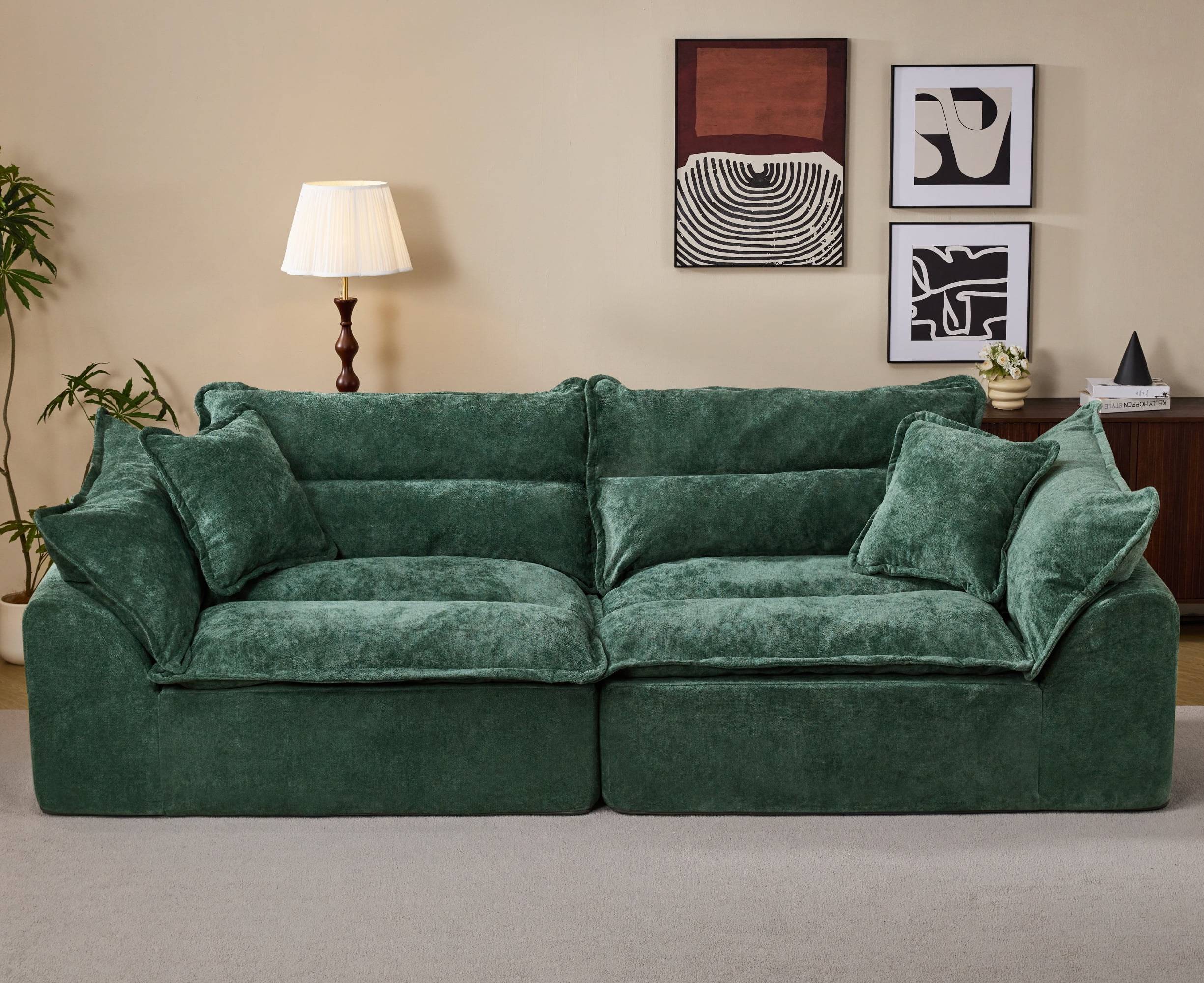Hobestluk 104" Sectional Sofa Couches 3 Seater Modular Sofa, Boneless ...