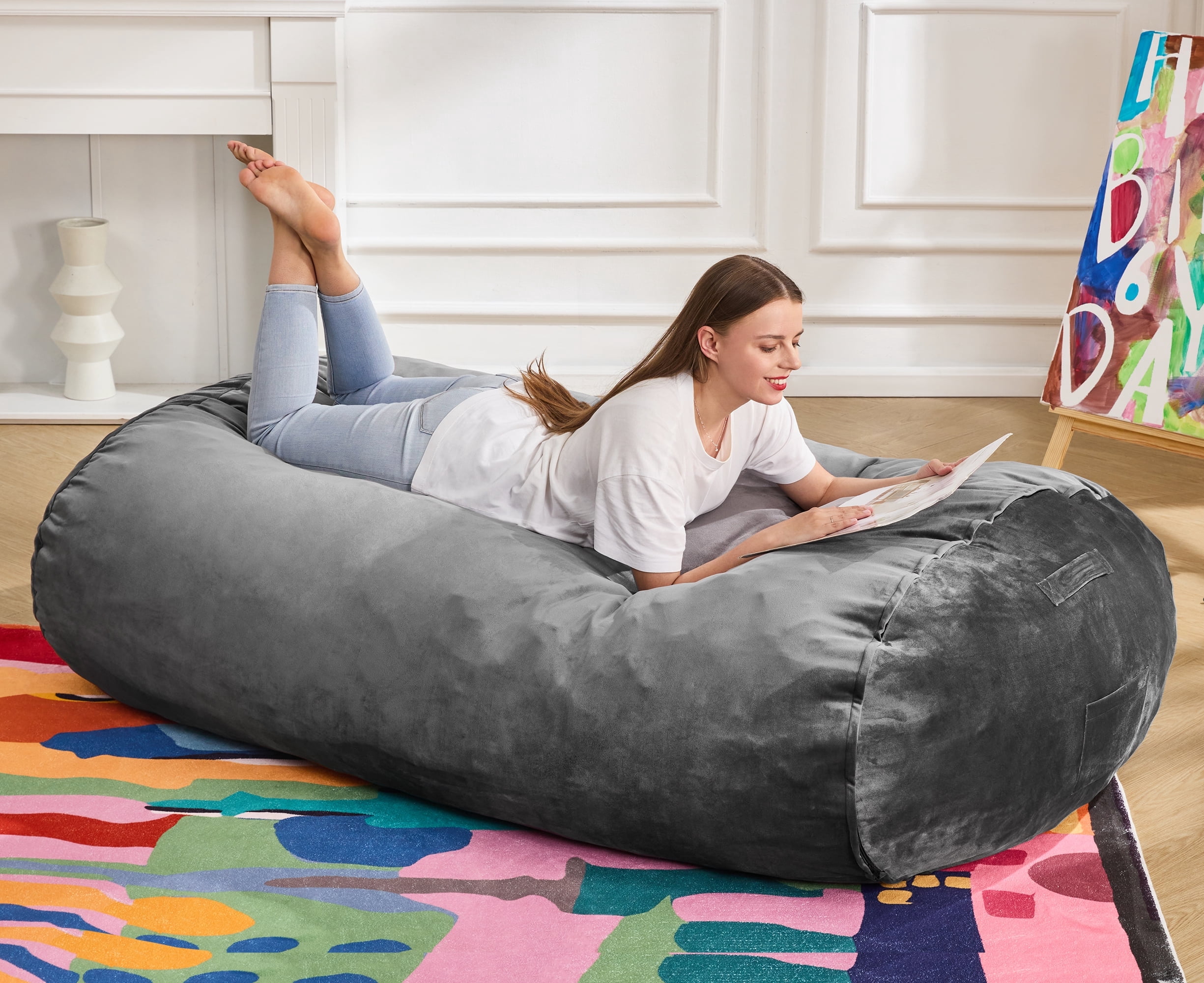 Hobestluk 5FT Bean Bag Chair Large Beanbag Lounger with Removable Cover ...