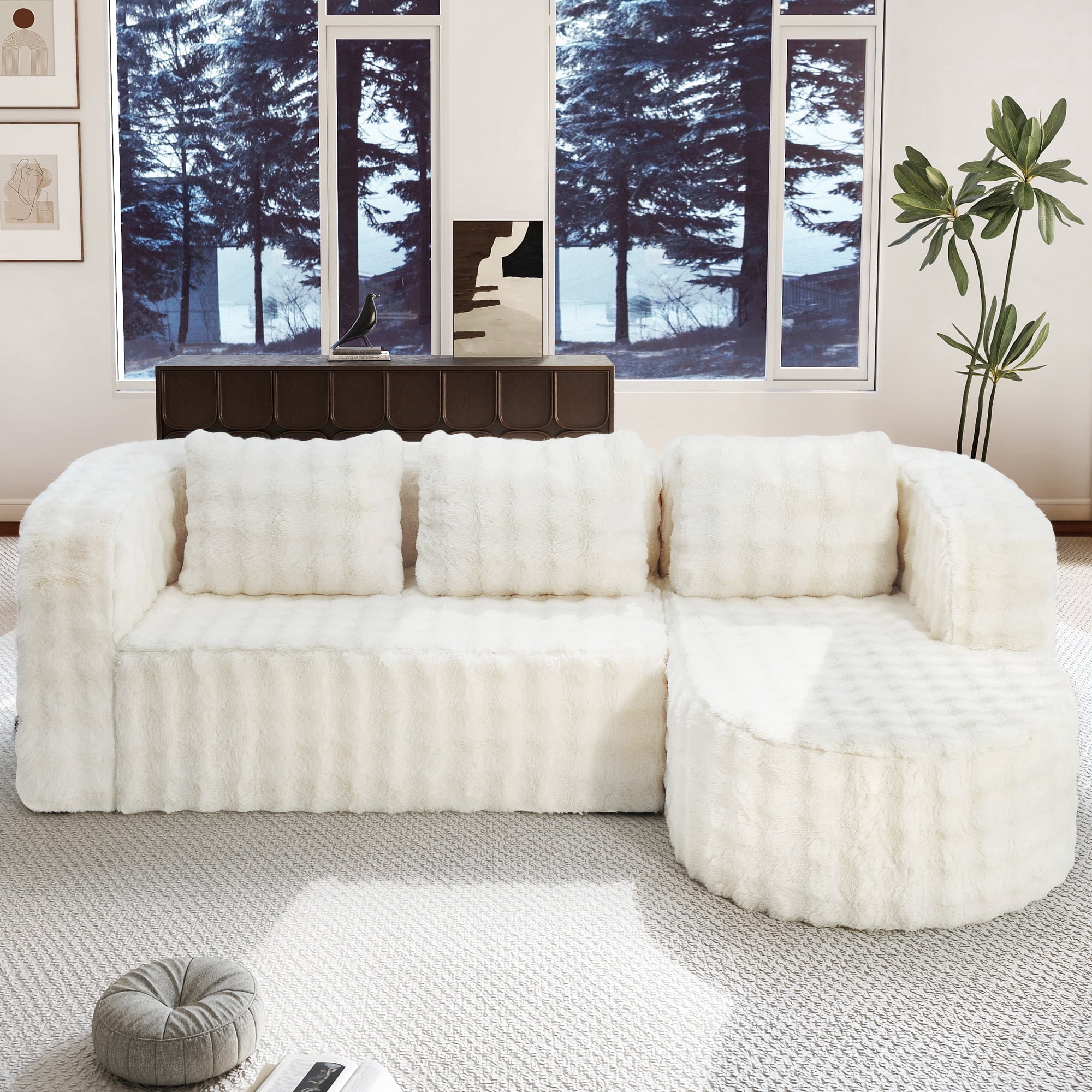 Hobestluk 96" Cloud Sectional Couch Modern Boneless Couch 3 Seater with ...