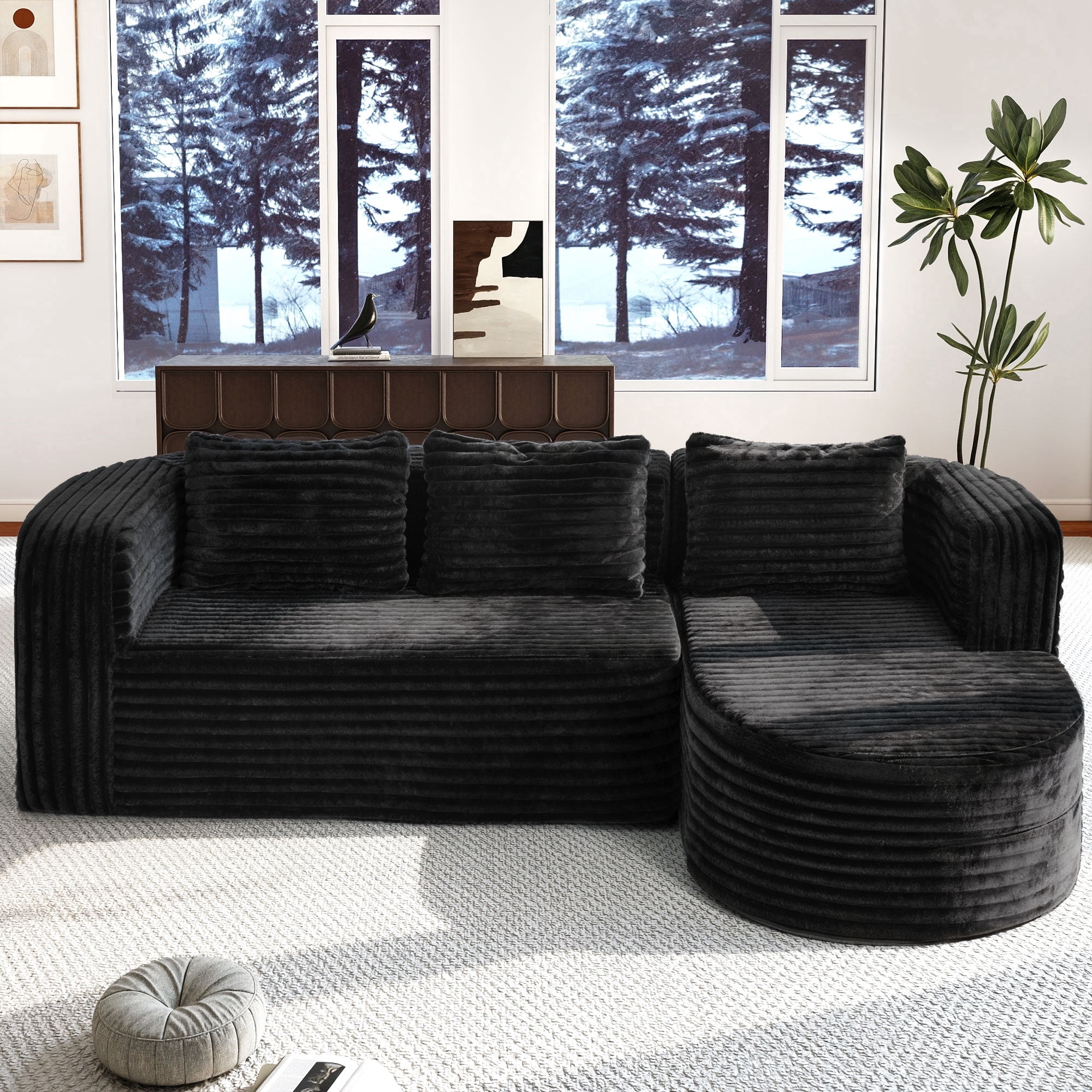 Hobestluk 96" Cloud Sectional Couch Modern Boneless Couch 3 Seater with ...
