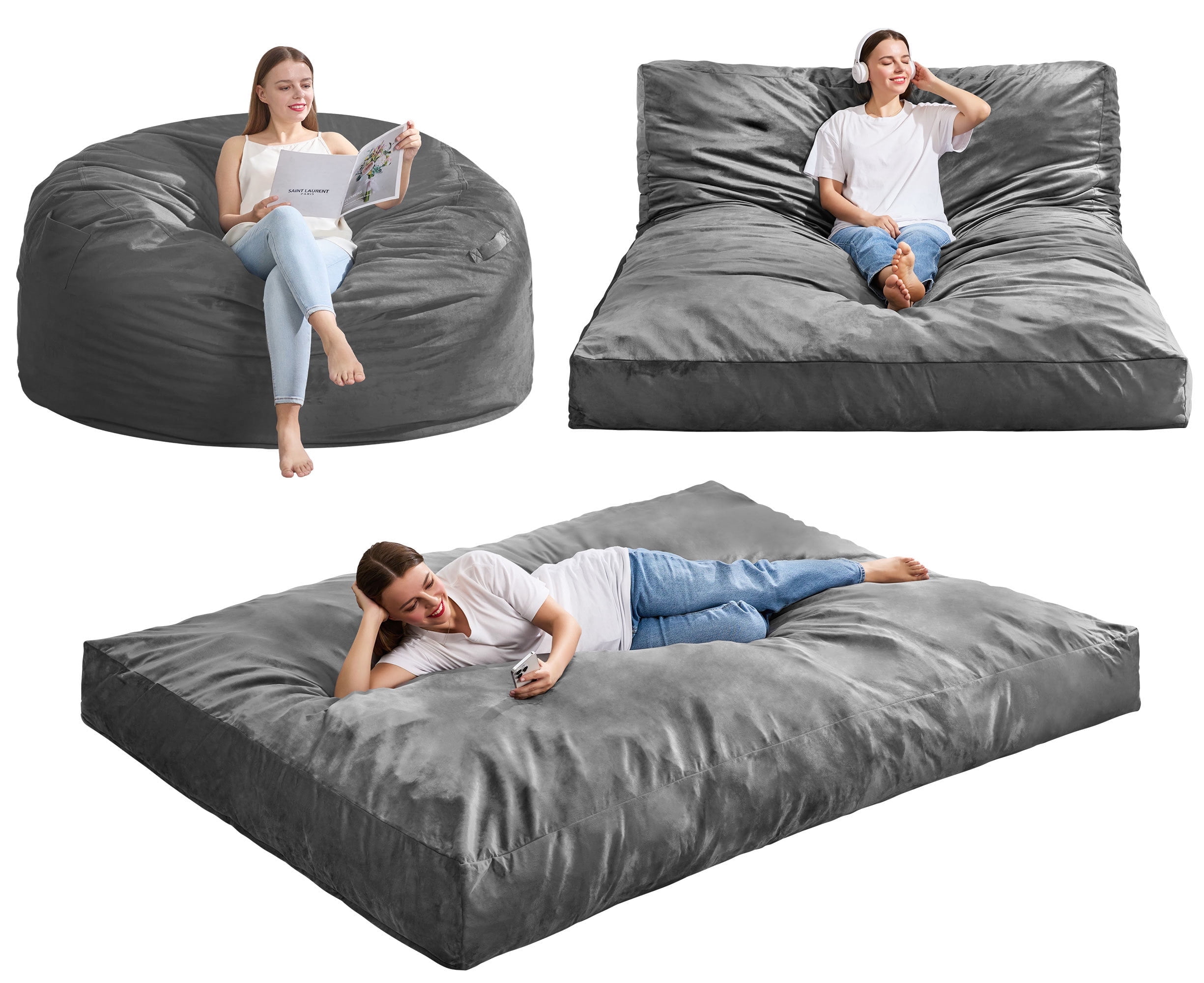 Hobestluk Bean Bag Chair 3 in 1 Beanbag Chairs for Adults, Large Bean ...