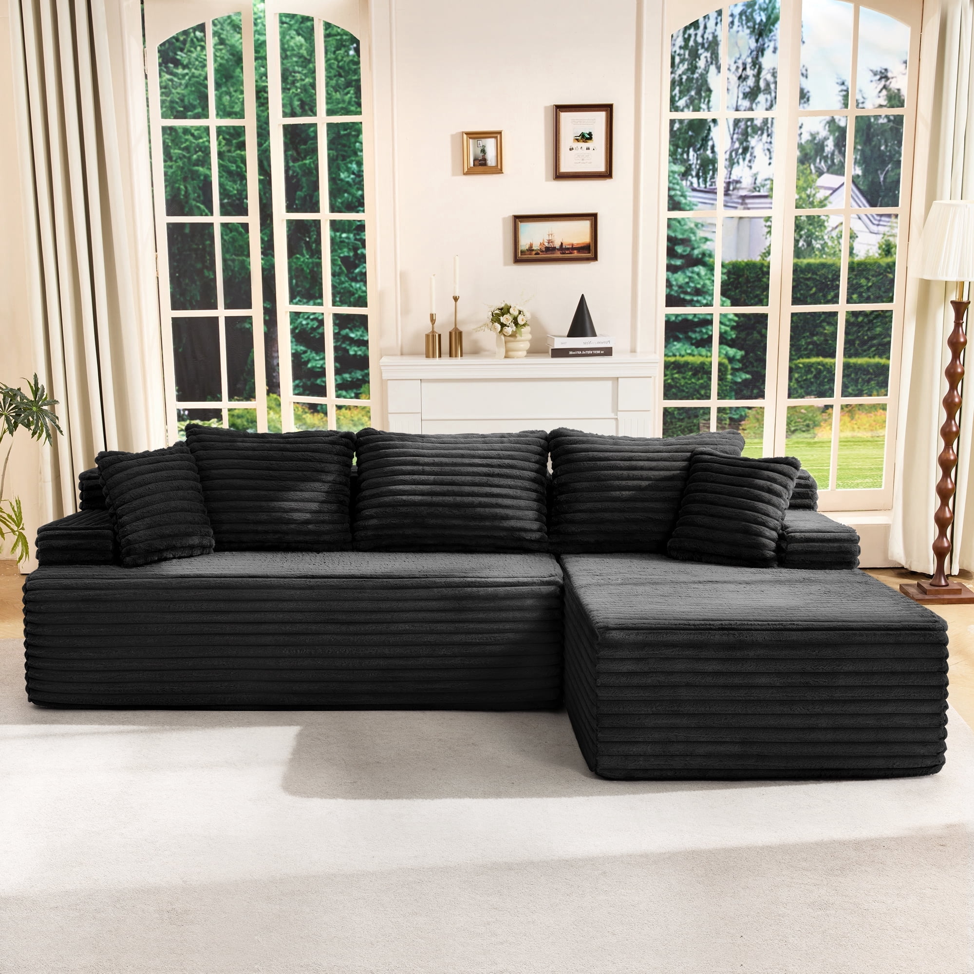 Hobestluk 8FT Modular L-Shape Sectional Sofa, 3 Seat Cloud Couch with ...