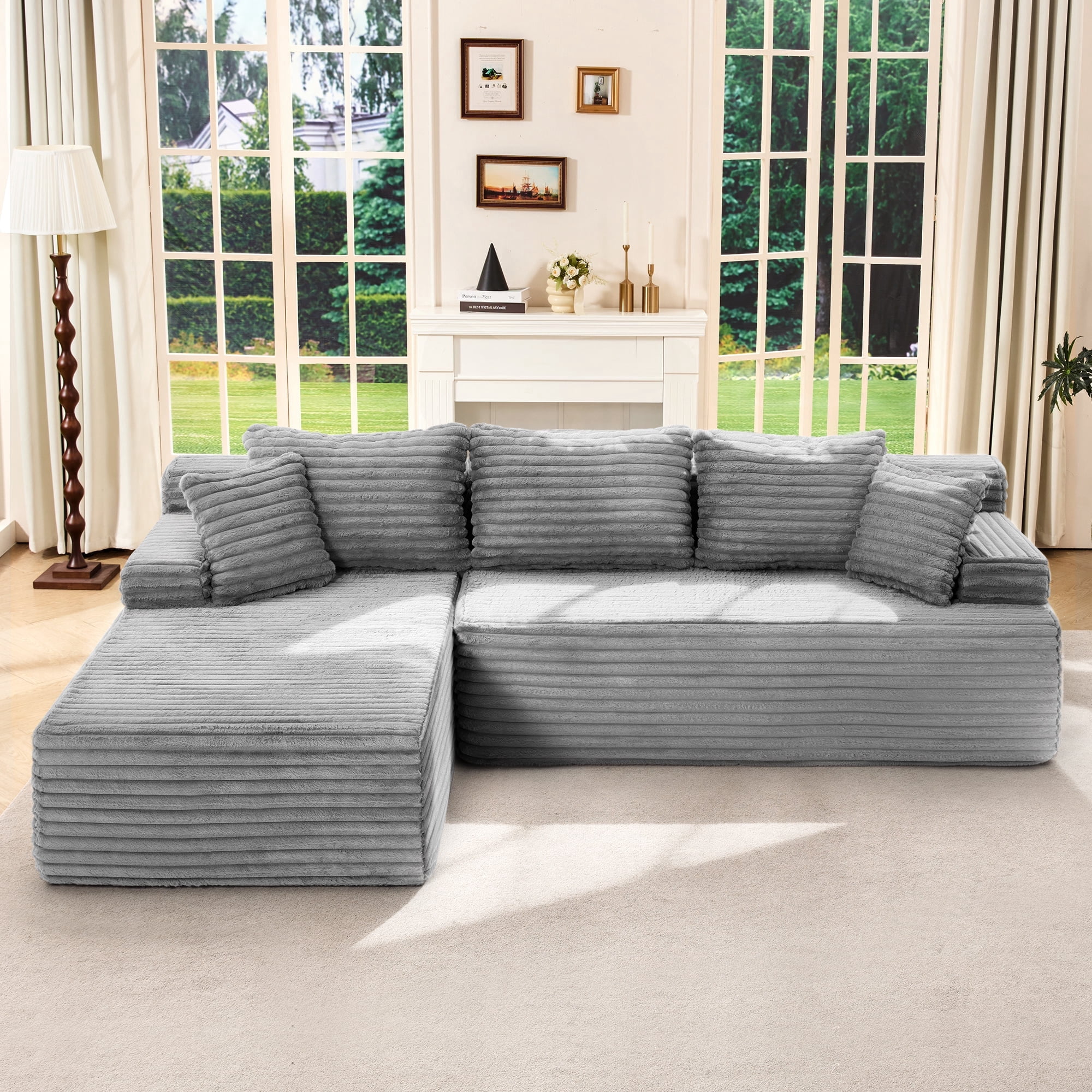 Hobestluk 8FT Modular L-Shape Sectional Sofa, 3 Seat Cloud Couch with ...