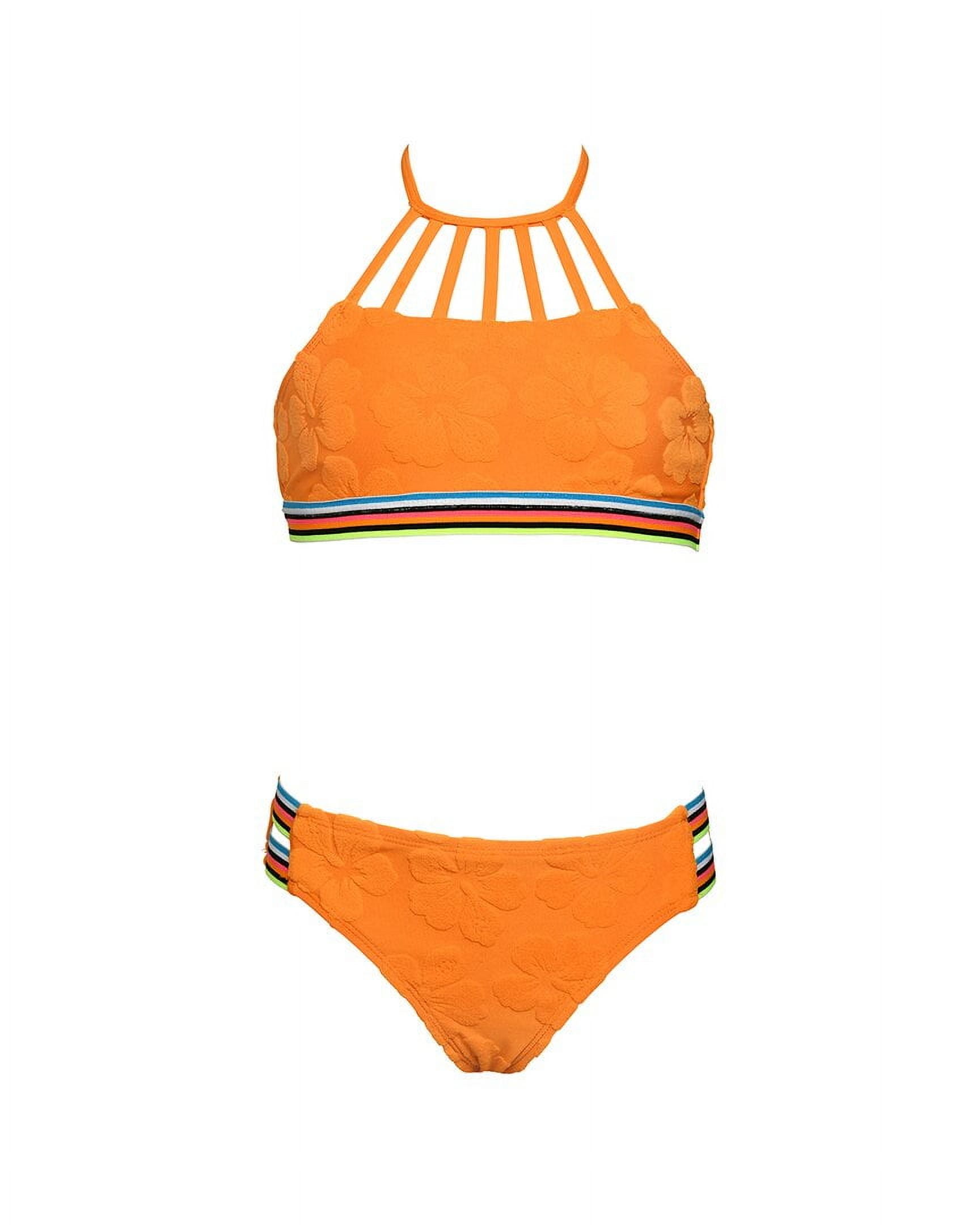 Hobie girls Terry High-Neck 2pc Swim Set, 8, Orange - Walmart.com