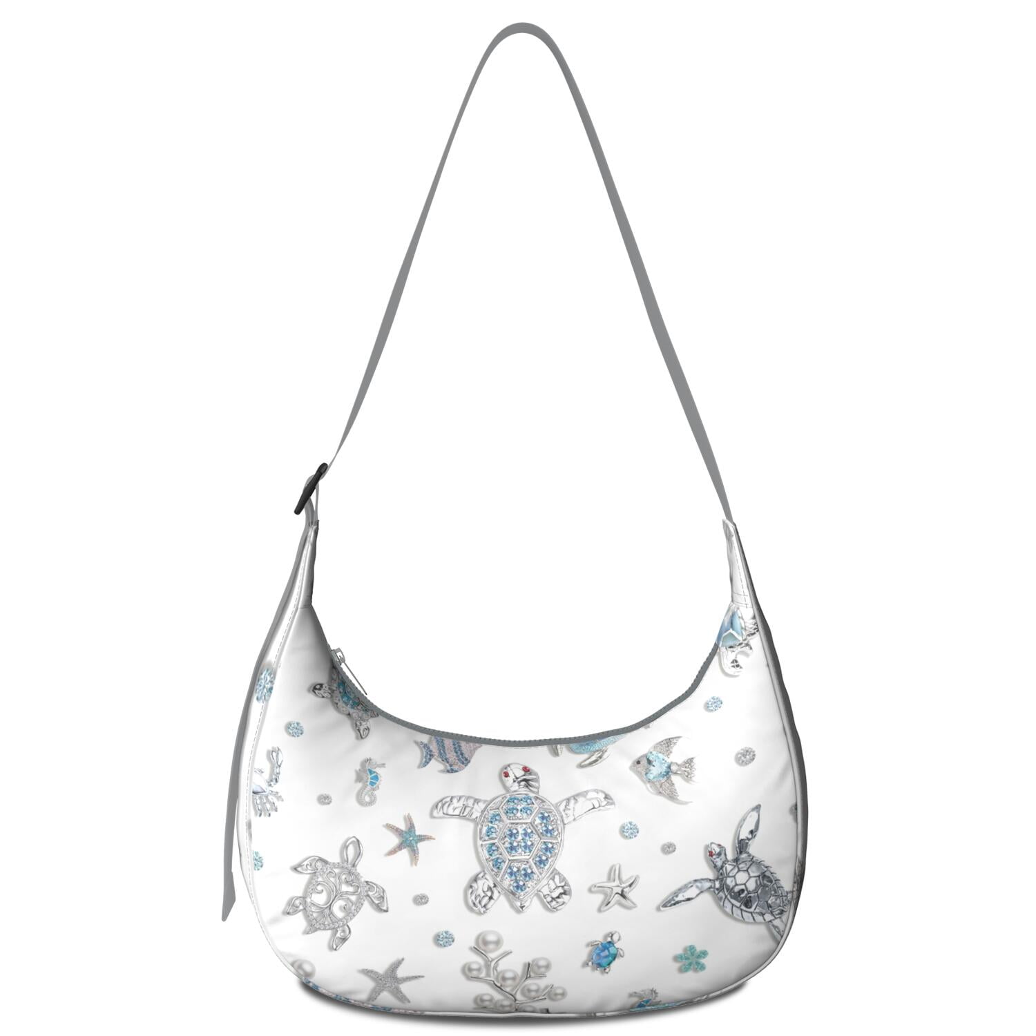 Hobo Shoulder Bag for Women – Adjustable Strap, Nautical Sea Turtle and ...