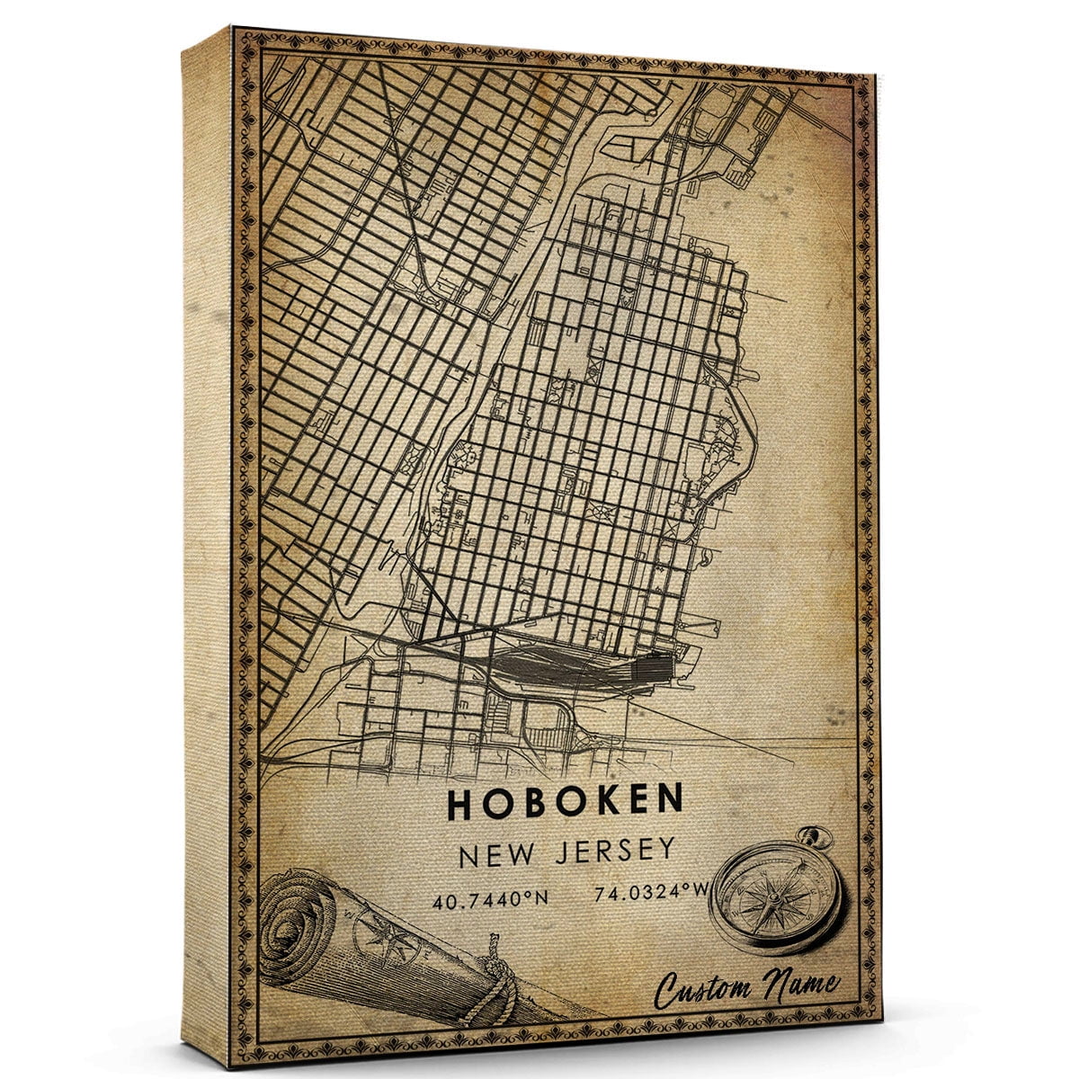 Hoboken Map Poster, New Jersey Map Art Poster, Canvas, Hoboken Map City ...