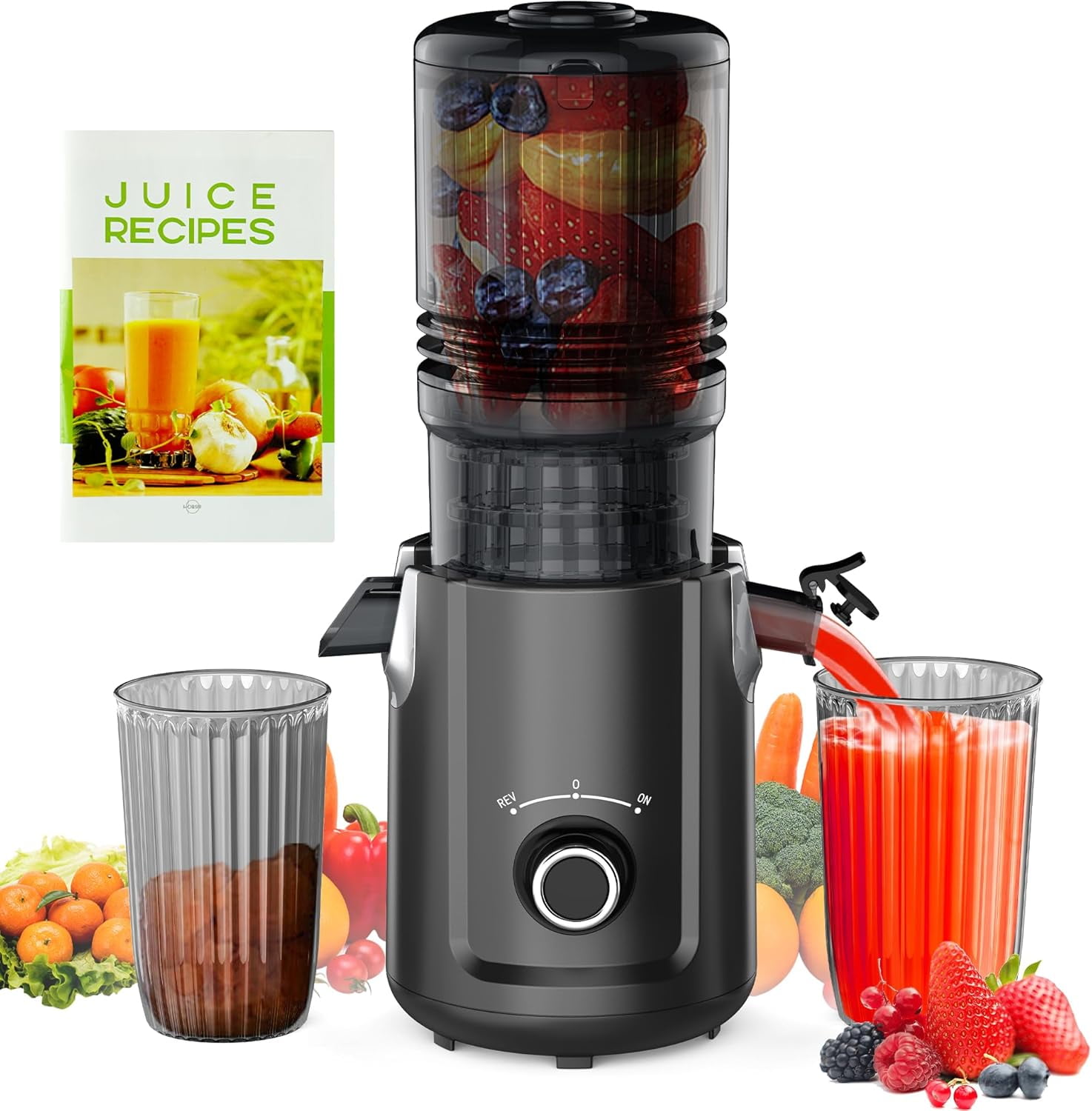 Hobsir Juicer Machines, 5.3-Inch Cold Press Juicers, Masticating Slow ...