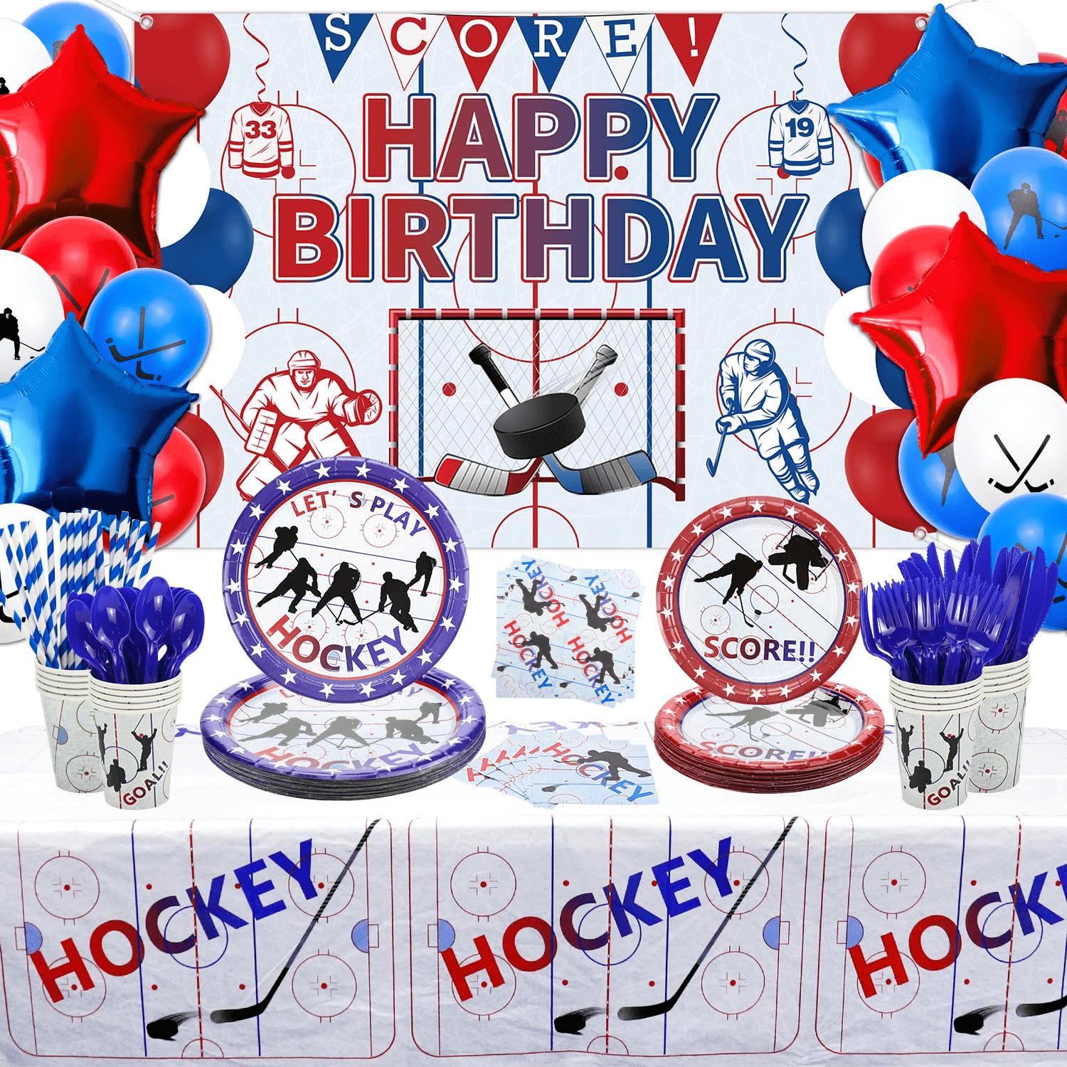 Hockey Party Decorations, Hockey Birthday Party Supplies, Hockey Happy ...