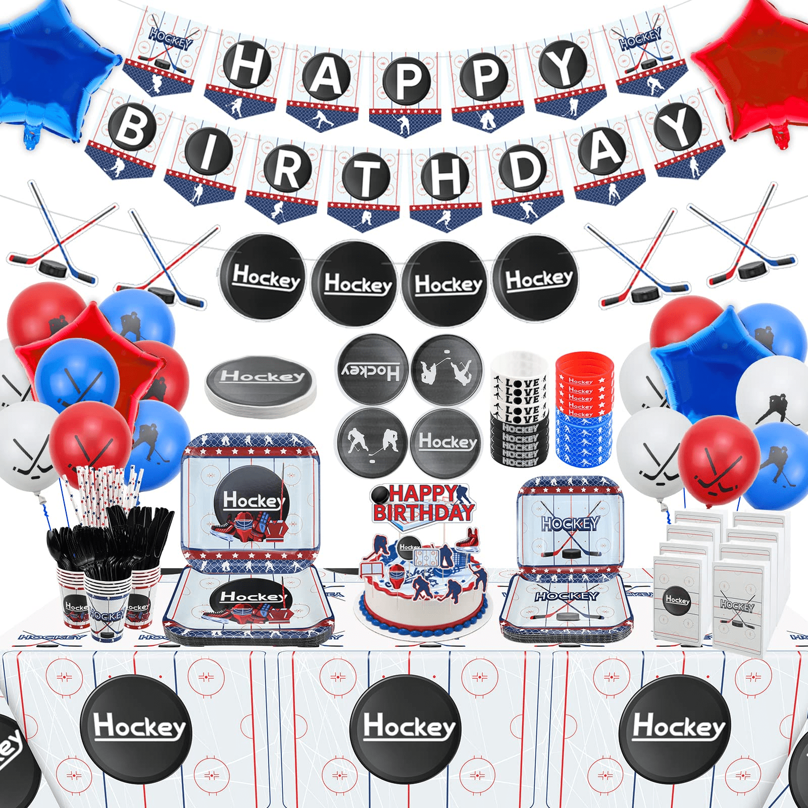 Hockey Party Decorations, Ice Hockey Theme Birthday Party Supplies for ...
