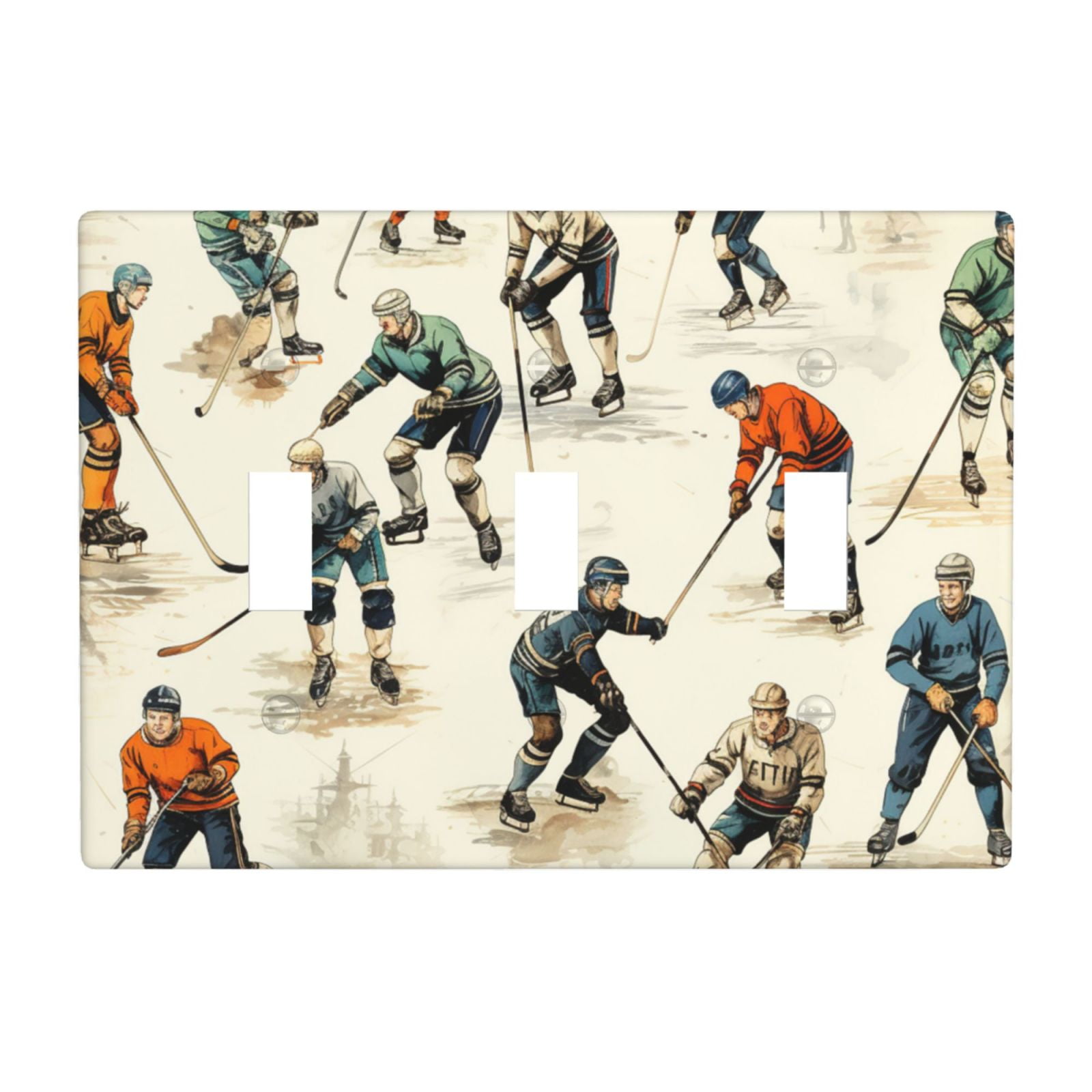 Hockey Players Vintage Cool 3 Gang Light Switch Cover Decorative Triple ...