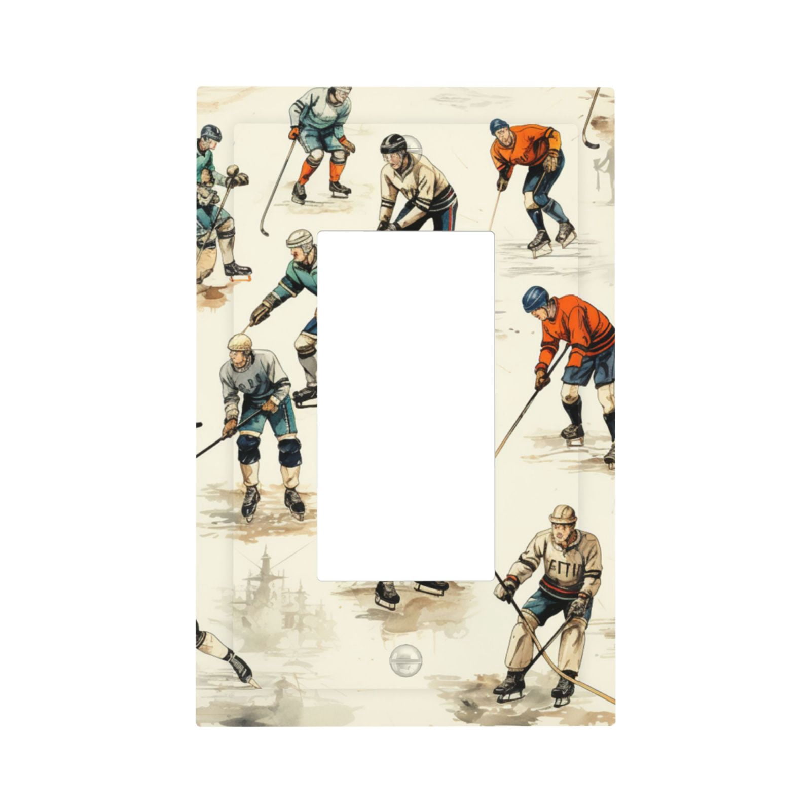 Hockey Players Vintage Cool Single Gang Wall Plate 1 Gang Decorative ...