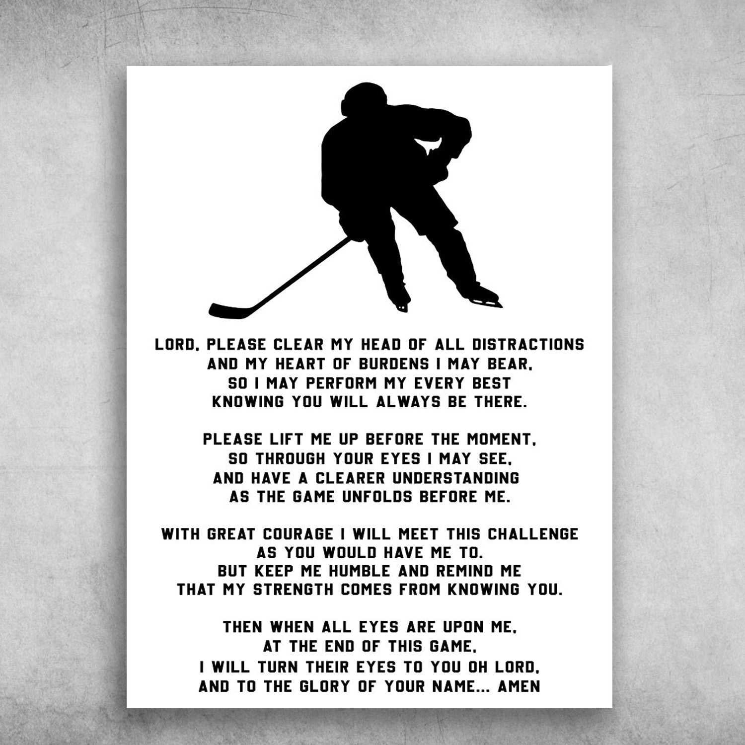 Hockey Poster, Hockey Player - Lord, Please Clear My Head Of All ...