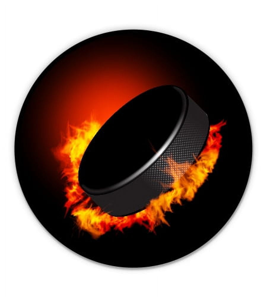 Hockey Puck on Fire - 12" Vinyl Sticker Waterproof Decal - Walmart.com
