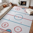 Hockey Rink Area Rug, Ice Field Pattern Carpet, Washable Non Slip Low ...