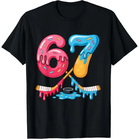 Hockey Six Seven Ice Cream Drip Sport Gen Alpha Slang Meme Unisex T ...