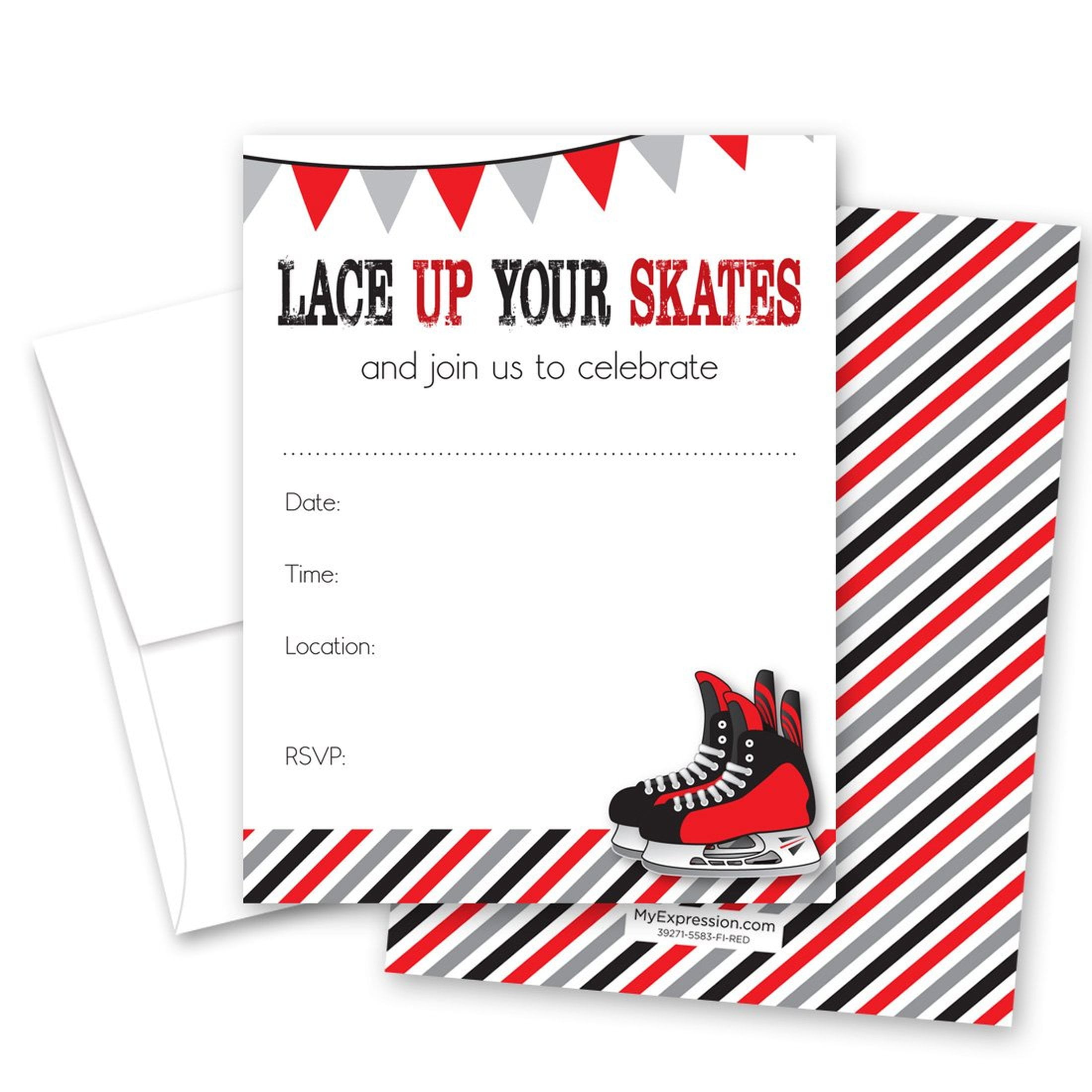 Hockey Skates Party Invites - Score Big with Customizable Invitations ...
