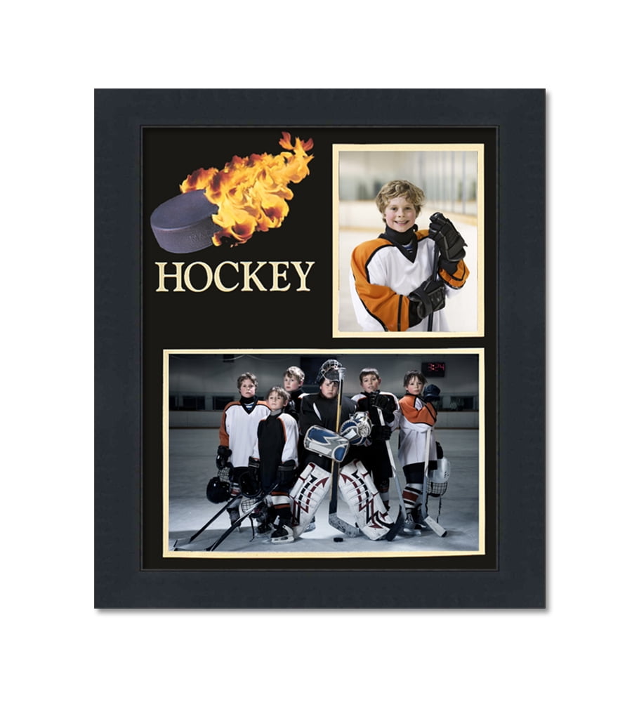 Hockey Theme Modern Black Wood Frame and Hockey Decoration Graphic for ...