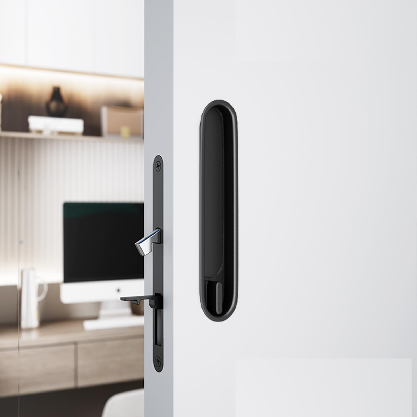 Hoconnie Pocket Door Handle Lock with Edge Pull, Privacy Sliding Door ...