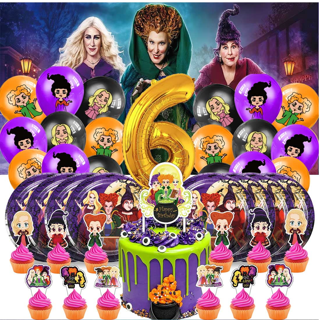 Hocus Pocus Balloons Party Supplies 6th Decor Tableware Birthday Cake ...
