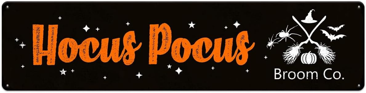 Hocus Pocus Broom Co. Metal Sign Halloween Wall Decor, Funny Art Print ...