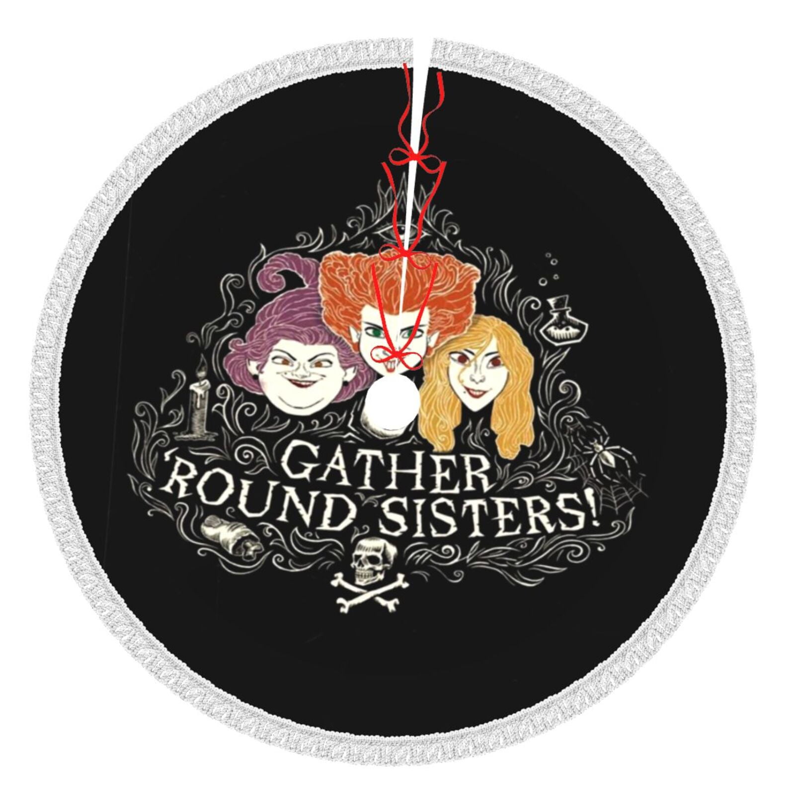 Hocus Pocus Christmas Tree Skirt with Tassels, Large Christmas Tree ...