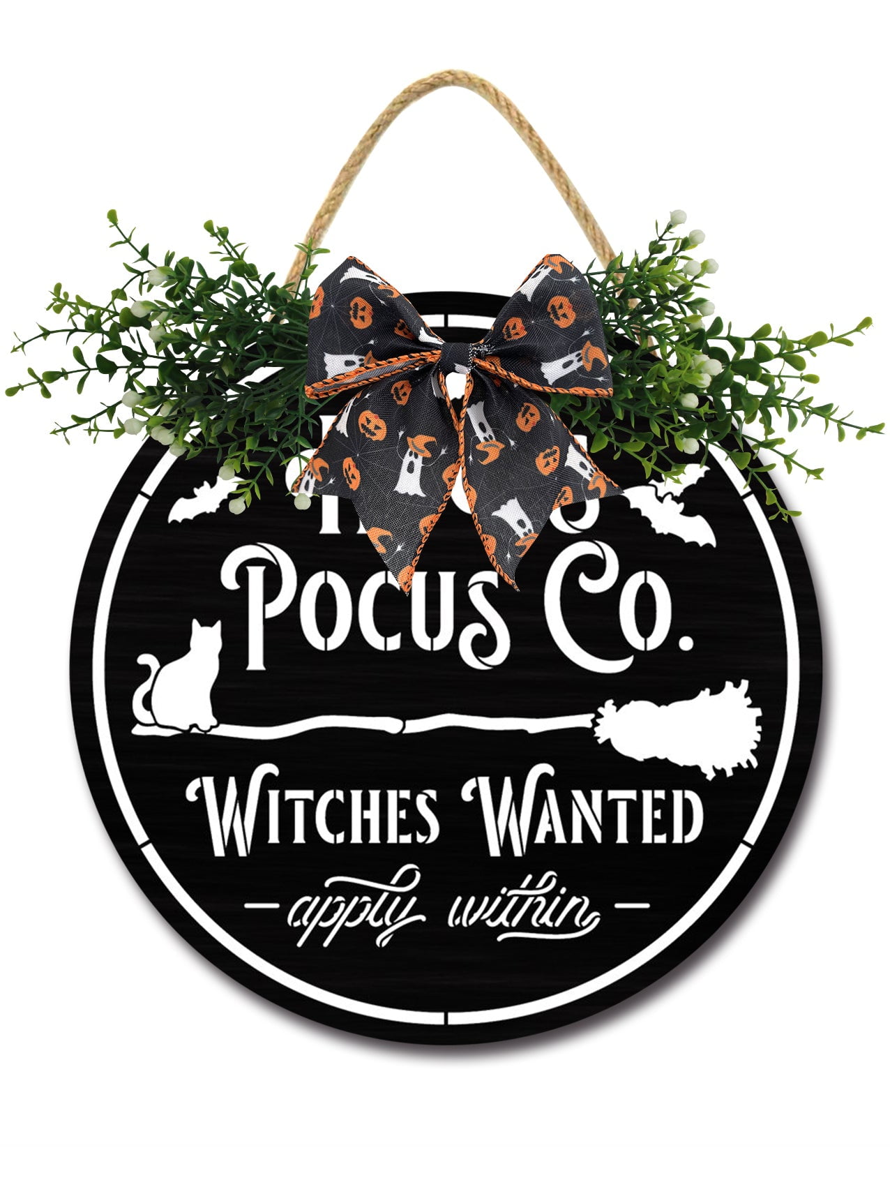 Hocus Pocus Co Sign Front Door Porch Decorations, Round Rustic Wood ...