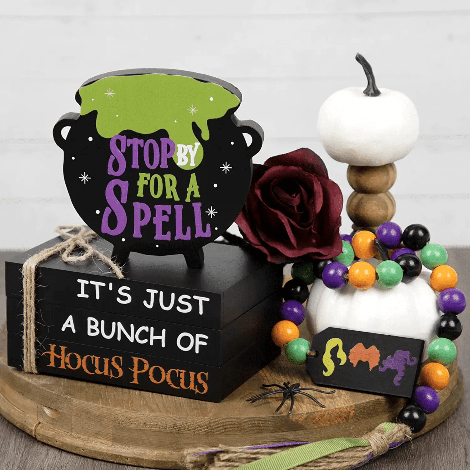 Hocus Pocus Halloween Decorations, 1 Set of Halloween Faux Book Stack ...