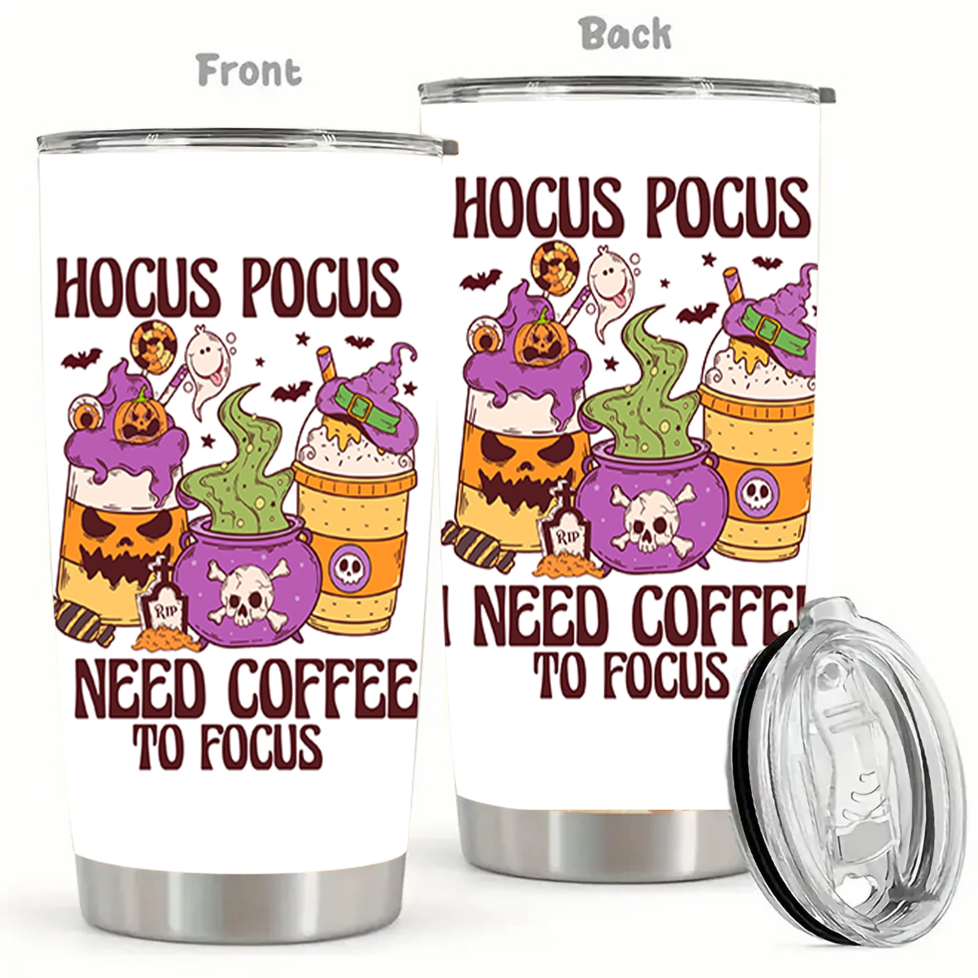 Hocus Pocus I Need Coffee to Focus 1 pc 20oz Double Stainless Steel 3D ...