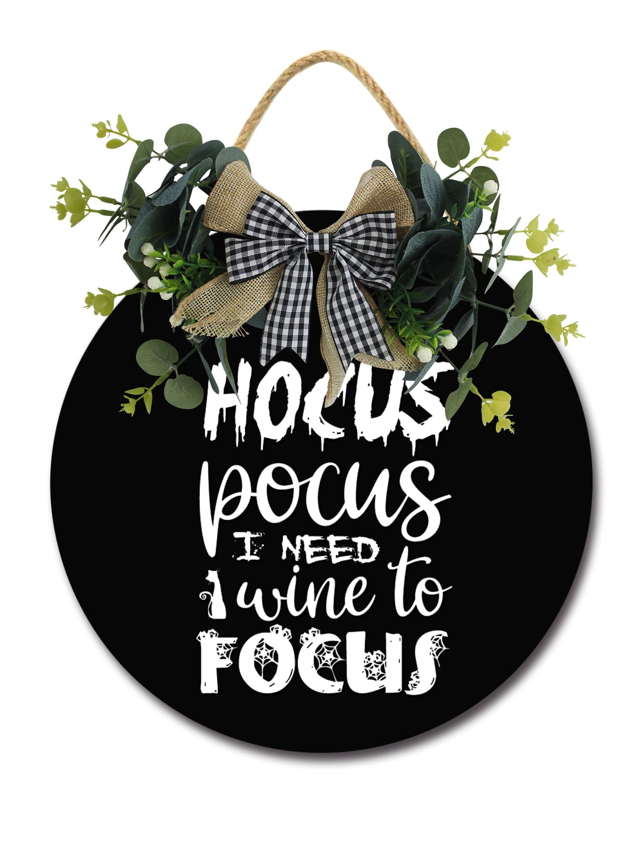 Hocus Pocus I Need Wine To Focus Door Sign Home Decor Round Wood ...