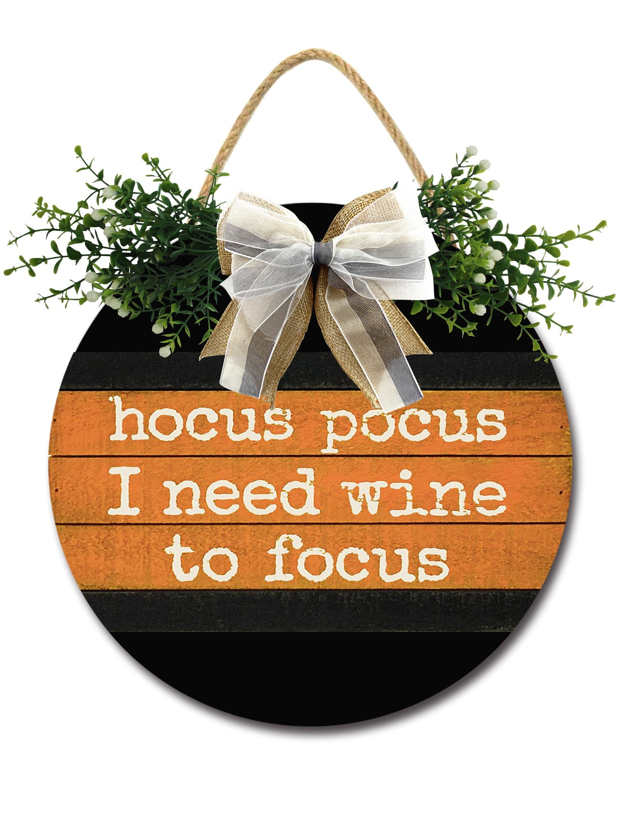 Hocus Pocus I Need Wine To Focus Door Sign Home Decor Round Wood ...
