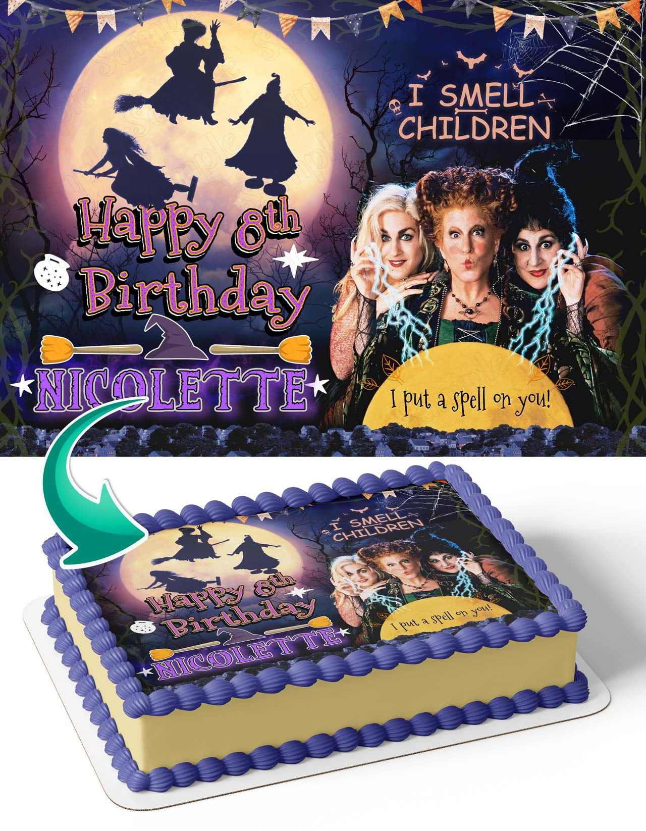 Hocus Pocus I smell Childrens Edible Image Cake Topper Personalized ...