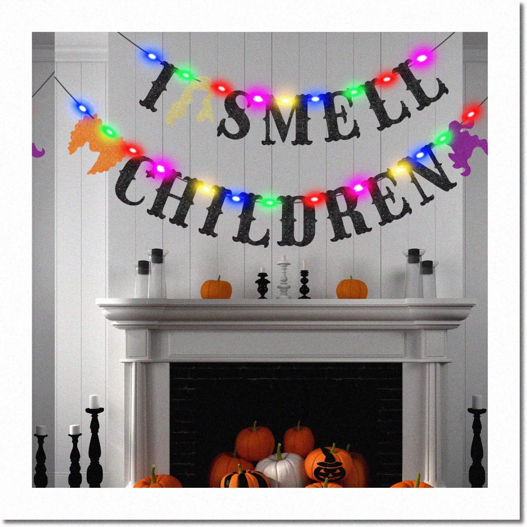 Hocus Pocus LED Glitter Banner - I Smell Children Party Decorations for ...