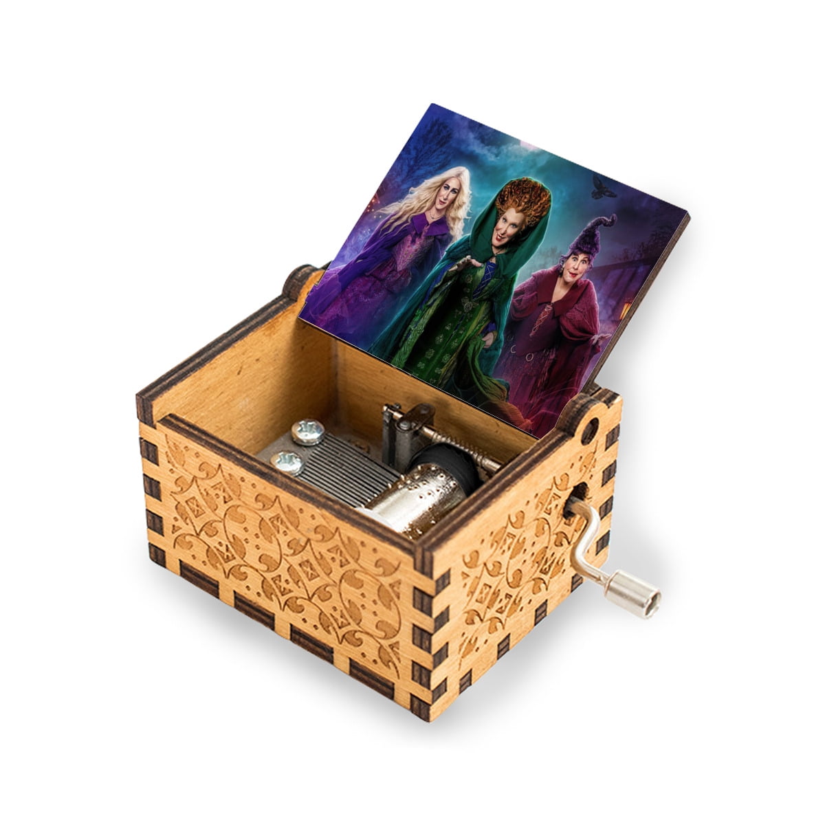 Hocus Pocus Music Box - Wooden Laser Engraved Vintage Hand-cranked Cute ...