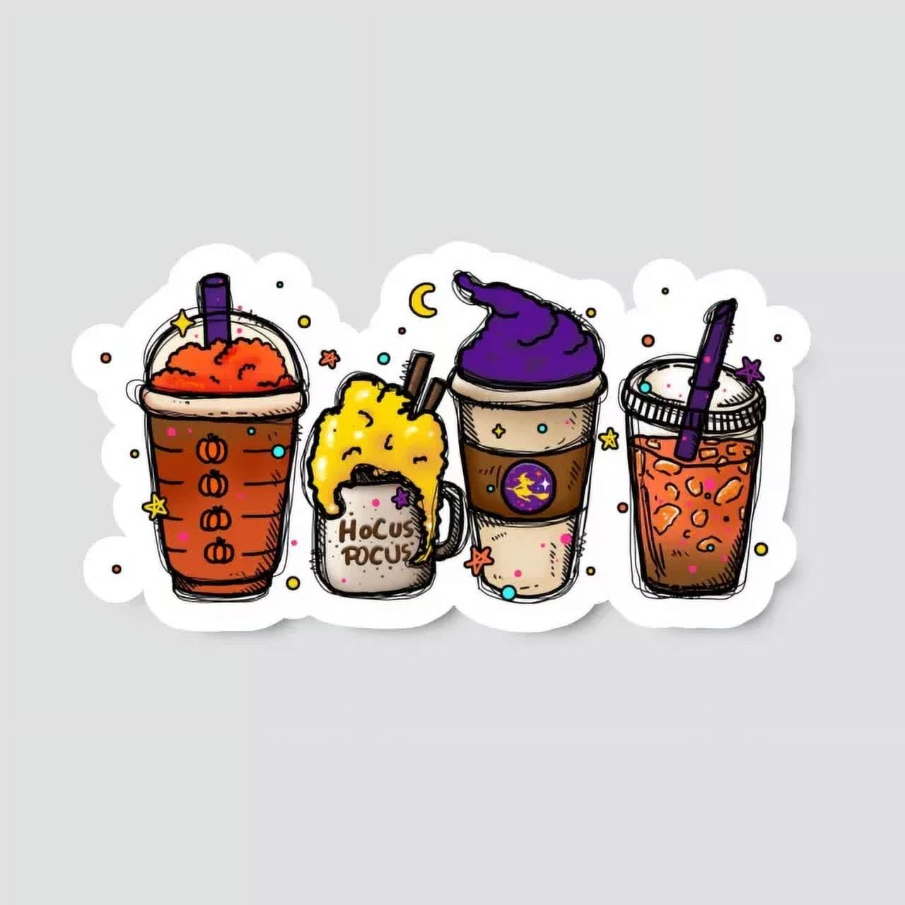 Hocus Pocus October Pumpkin Spice Latte Coffee Beverages Sticker Phone ...