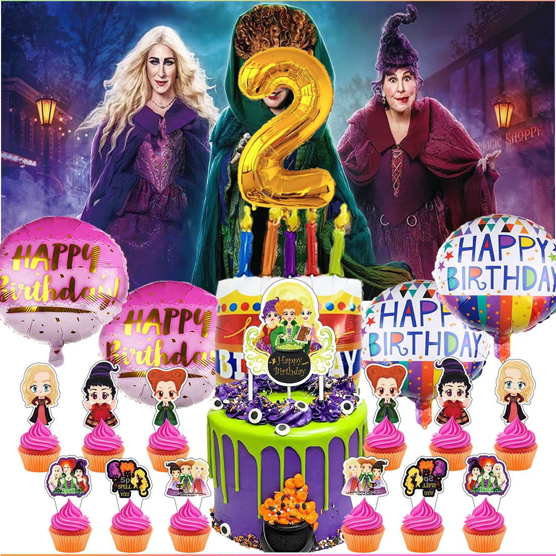 Hocus Pocus Party Supplies Decor 2nd Kit Balloons Birthday Cake Topper ...