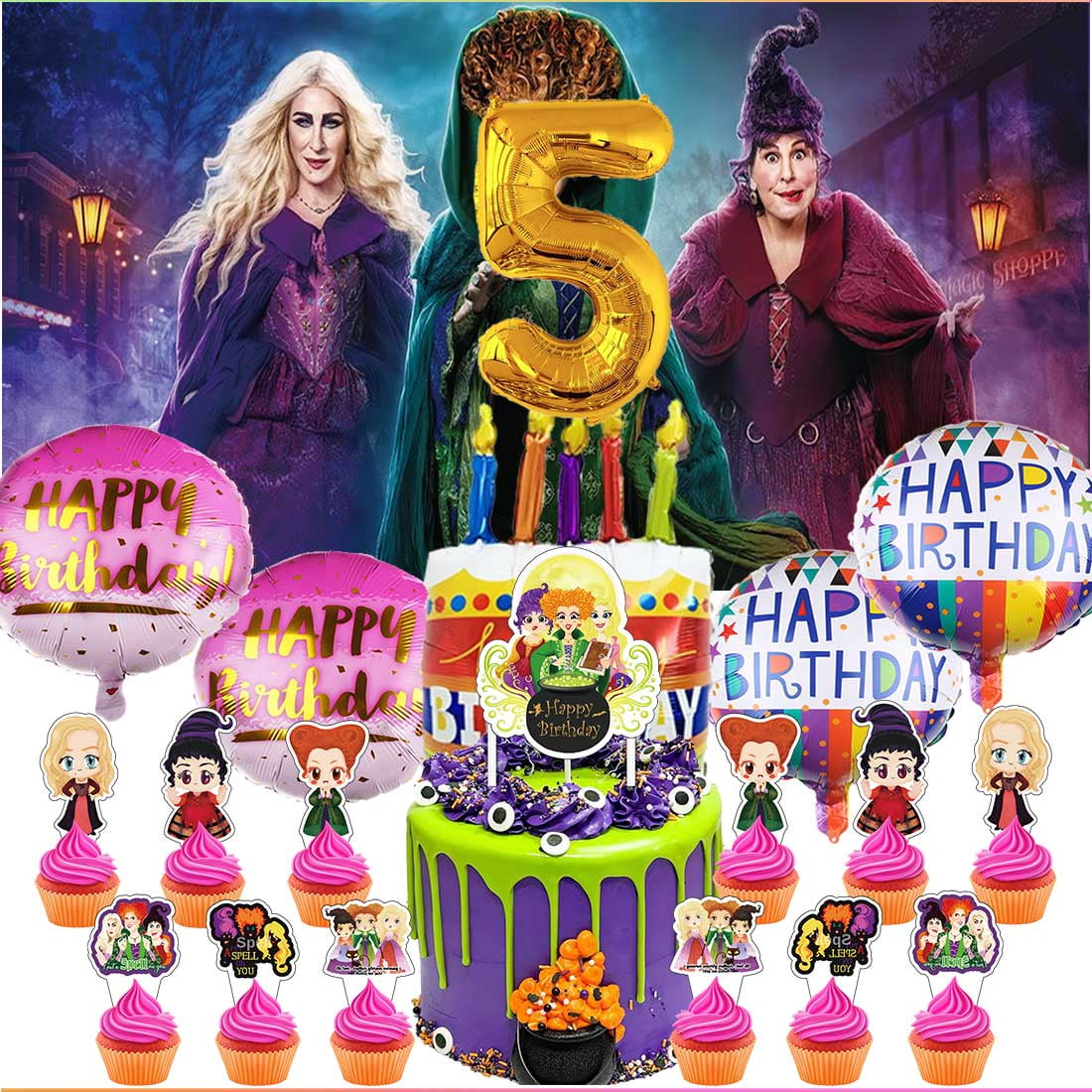 Hocus Pocus Party Supplies Decor 5th Kit Balloons Birthday Cake Topper ...